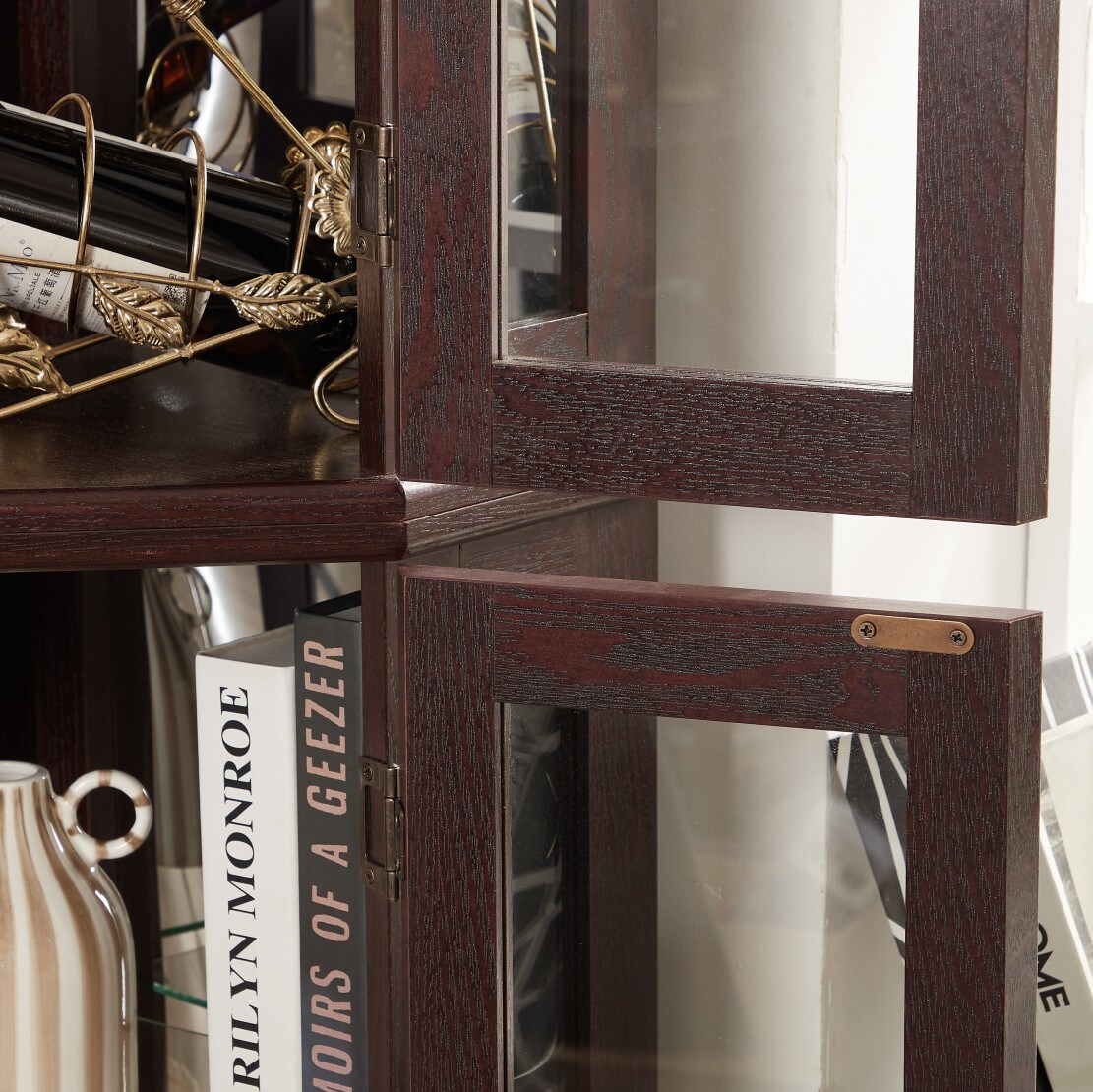 Huluwat Lighted Corner Curio Cabinet - Glass Display Shelf with ...