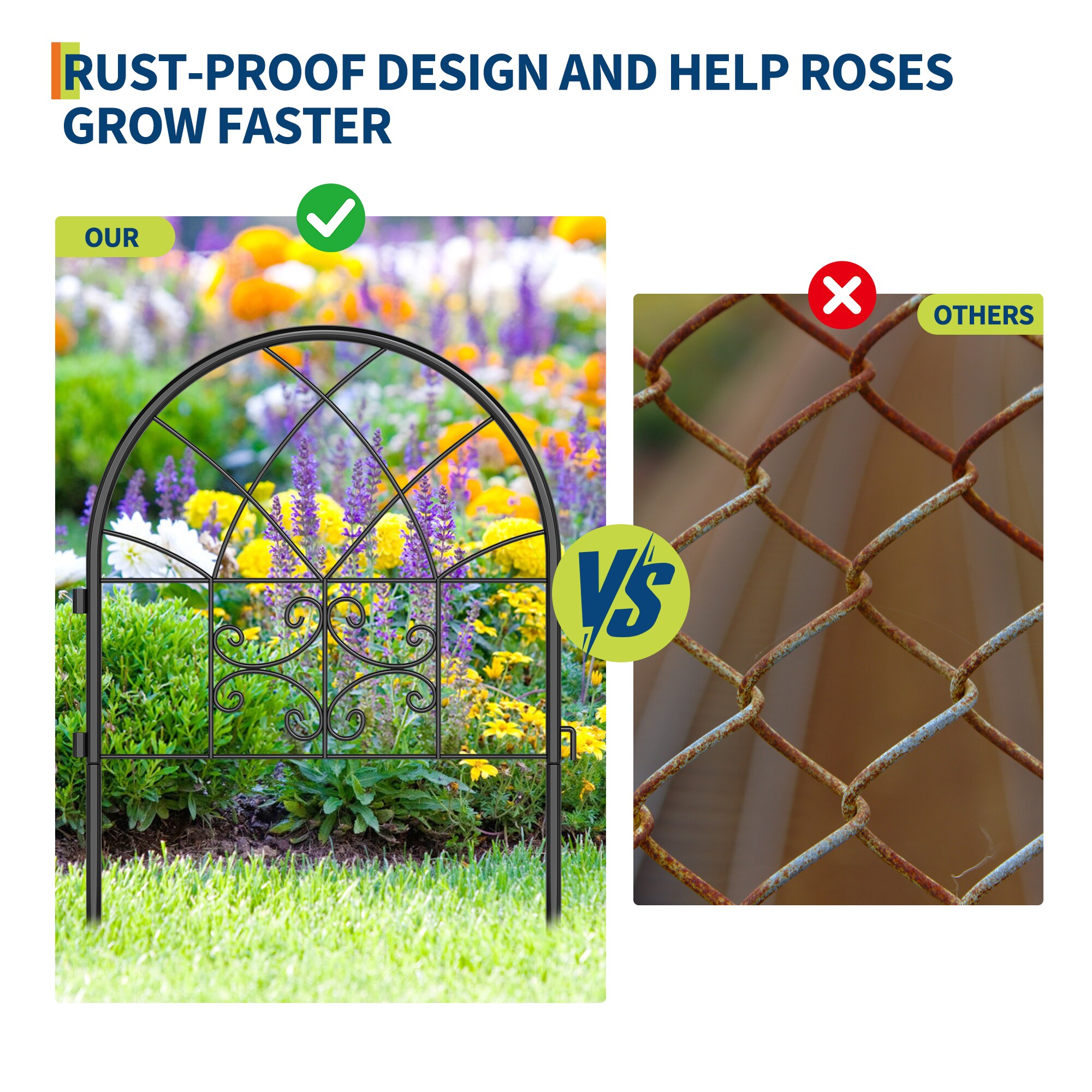 Garvee 8 Pack Garden Fence Panels 26x20 in Black Rustproof Wire Fence ...
