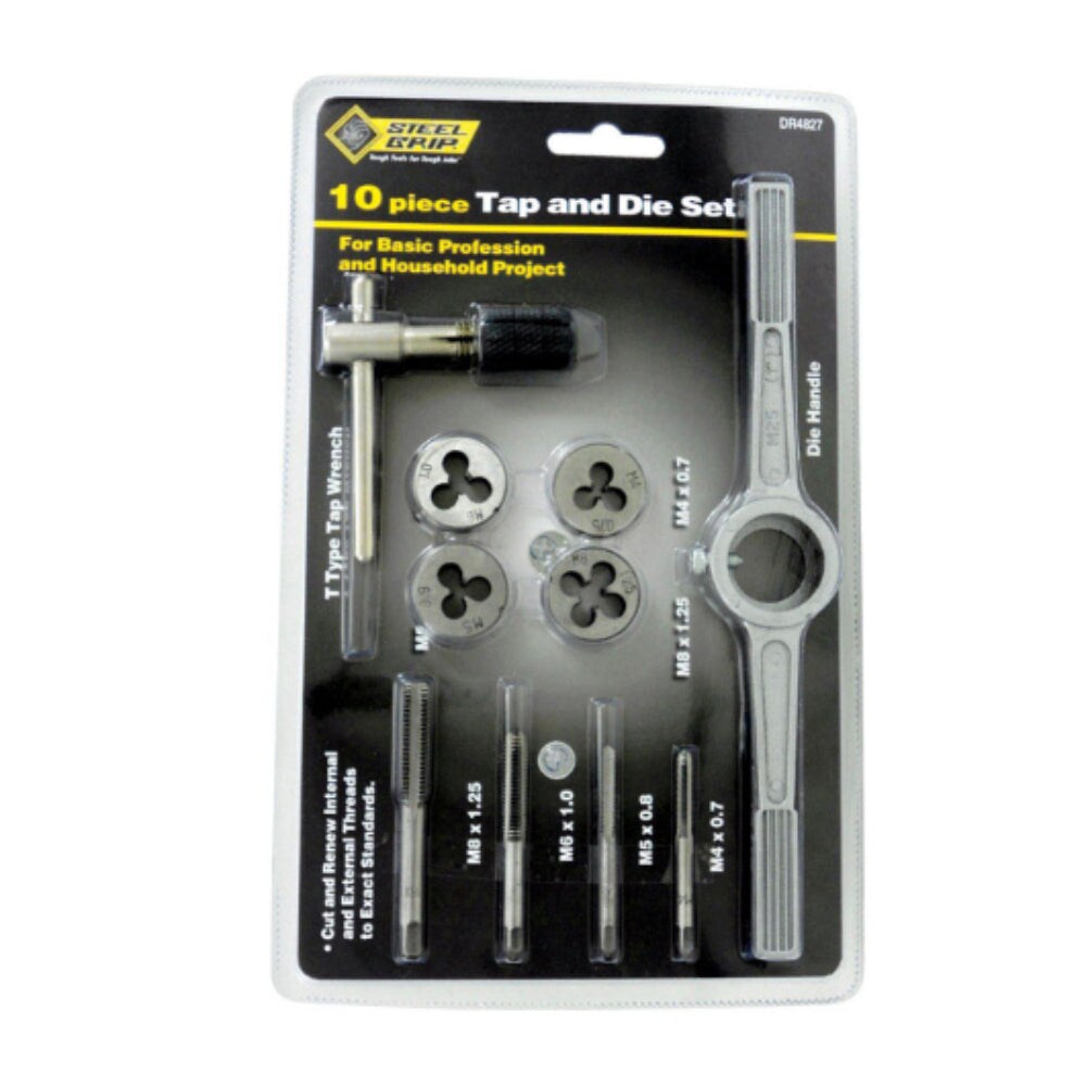 Steel Grip 10 Piece Metric Tap and Die Set M4 0.7 M5 0.8 M6 1.0 M8 1.25 ...
