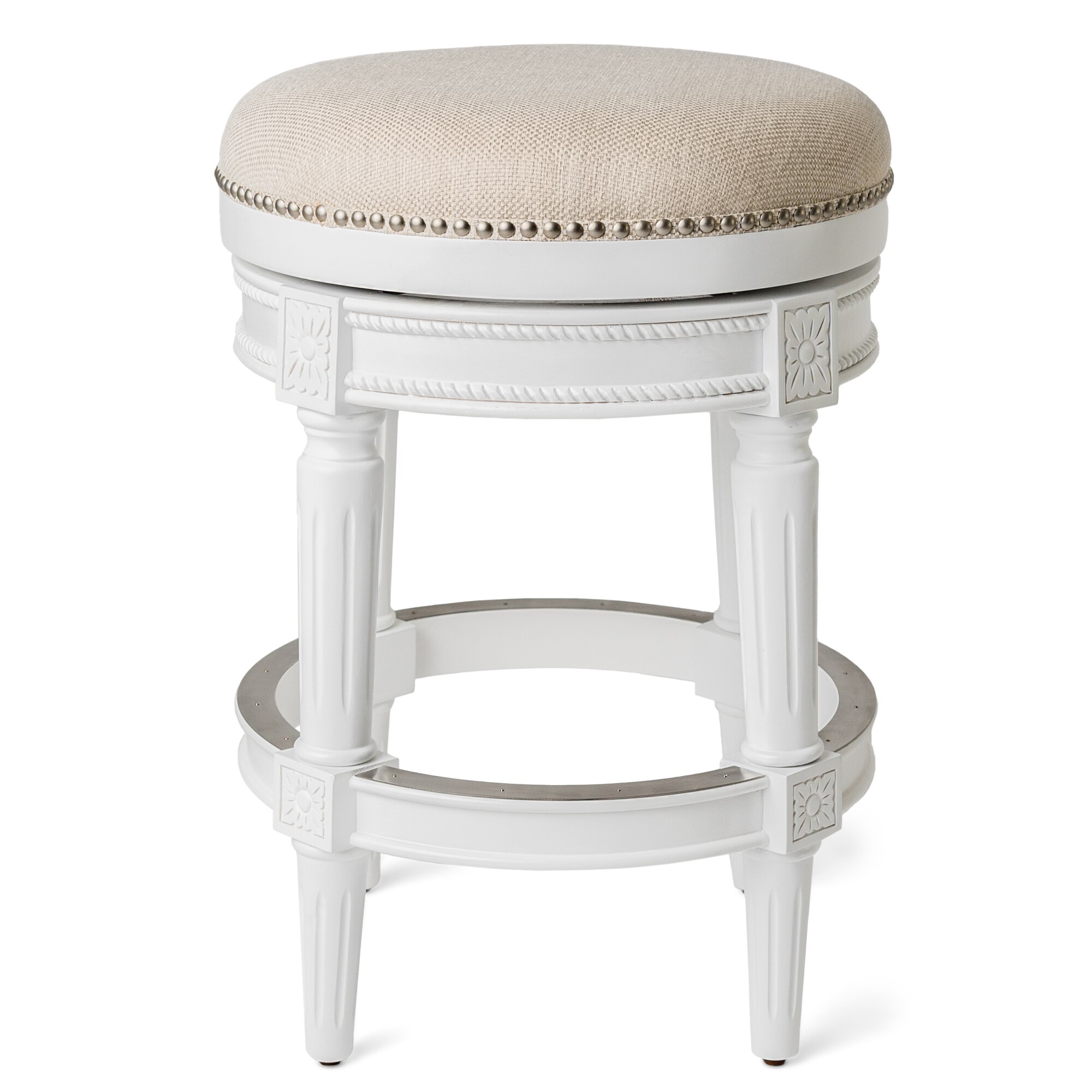 Maven Lane Pullman Backless Counter Stool in Alabaster White Finish w ...