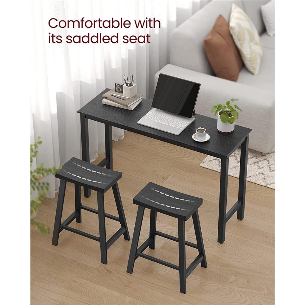 Slickblue Set of 2-Backless Bar Stool with Curved Wood-Grain Seat and ...