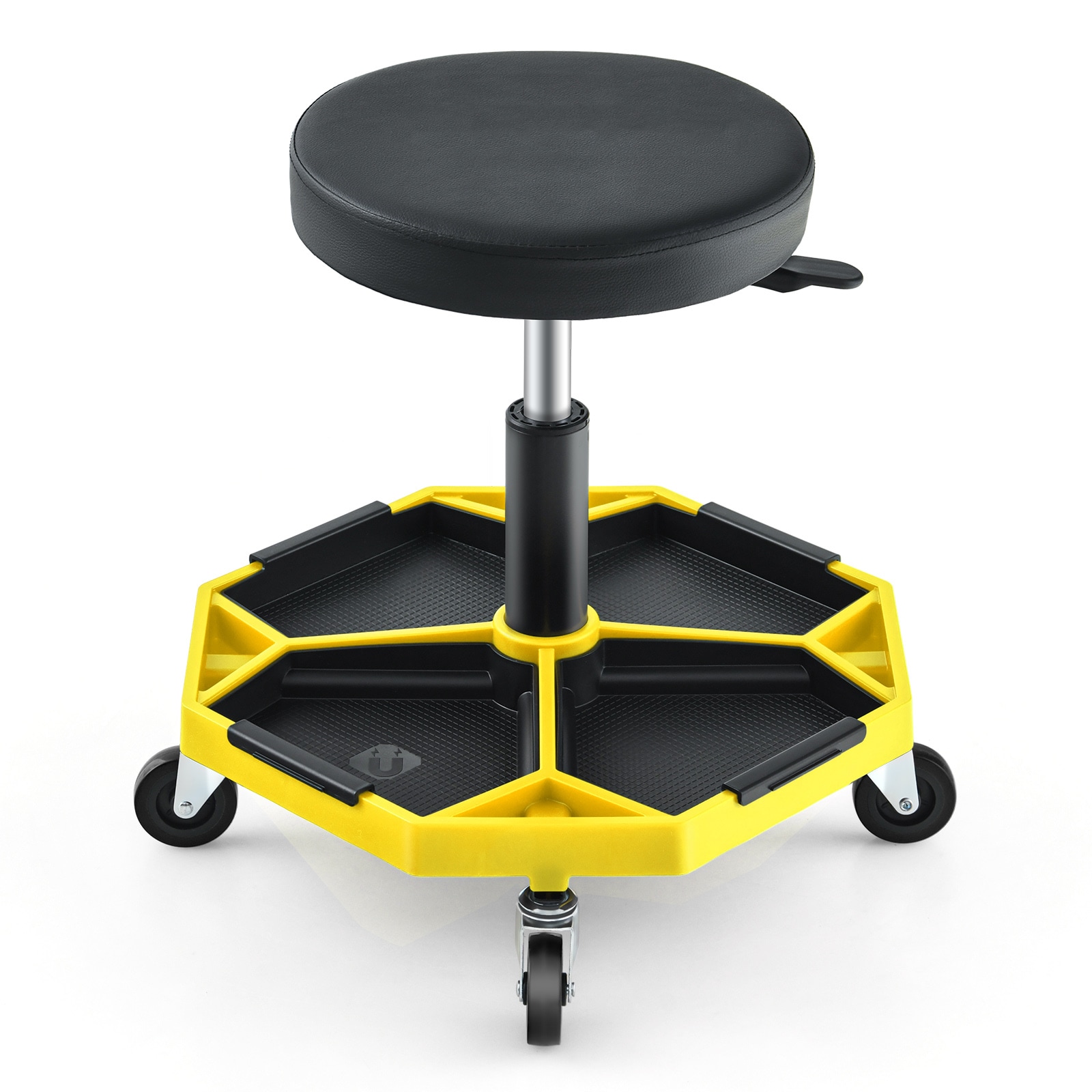 Slickblue 1 Piece (16x20 Inch) Yellow Adjustable Rolling Stool with ...