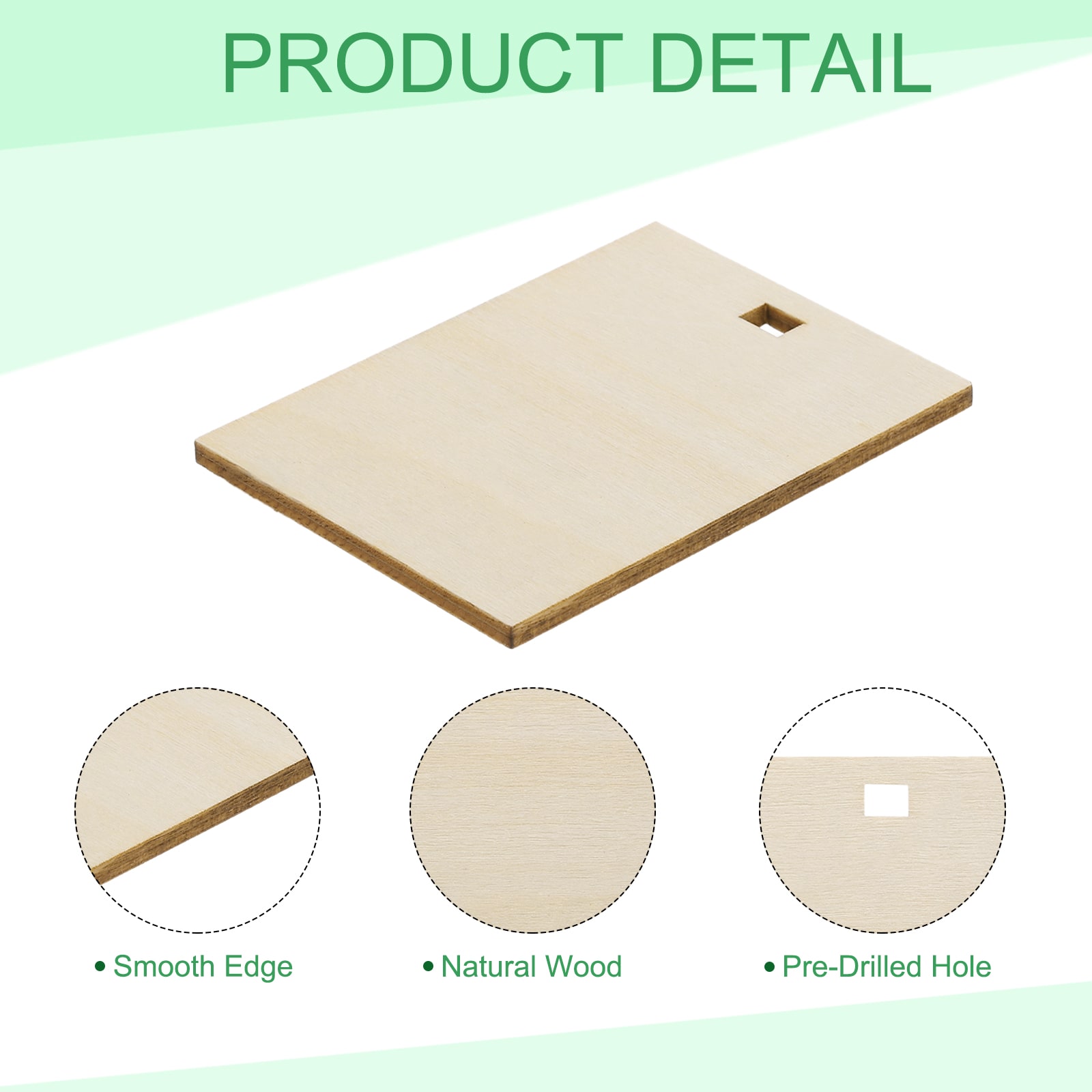 Unique Bargains 36pcs Right Angle Rectangle Blank Wood Tags with Hole 2 ...