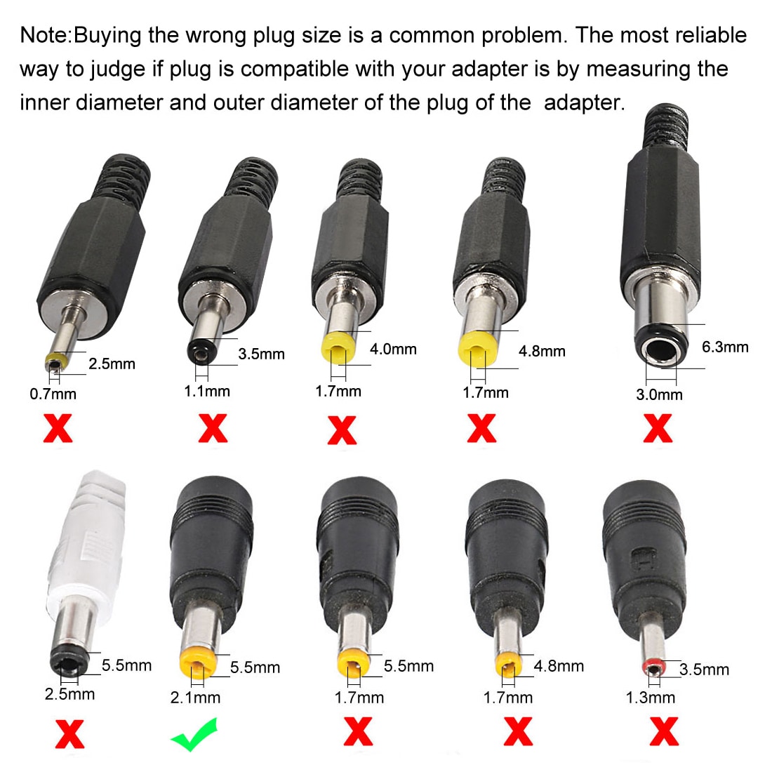 Unique Bargains 3pcs DC Power Connector Adapter 5.5mmx2.1mm Male to ...