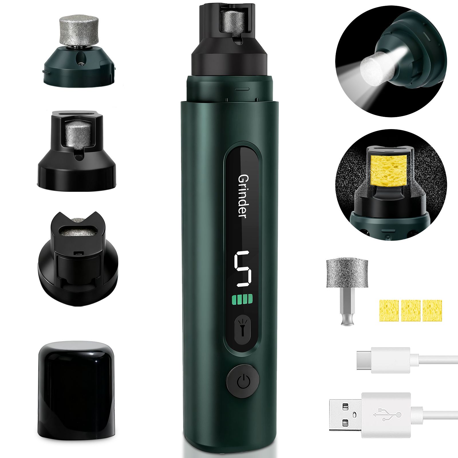 HARDELL 5-Speed Pet Nail Grinder with LED Display and Diamond Grinding ...