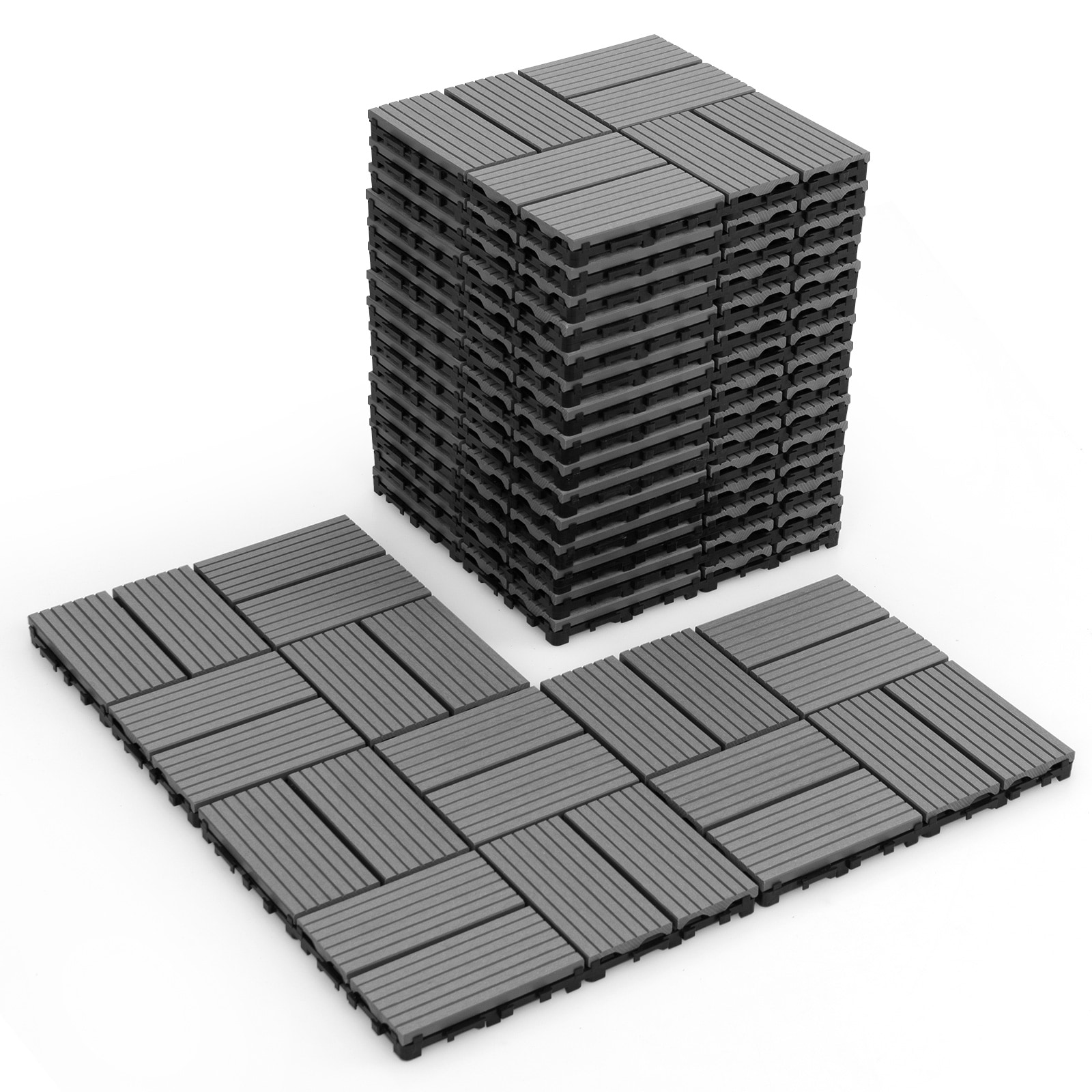 Volenca 18-Piece 12-in WPC Interlocking Deck Tiles All-Weather ...