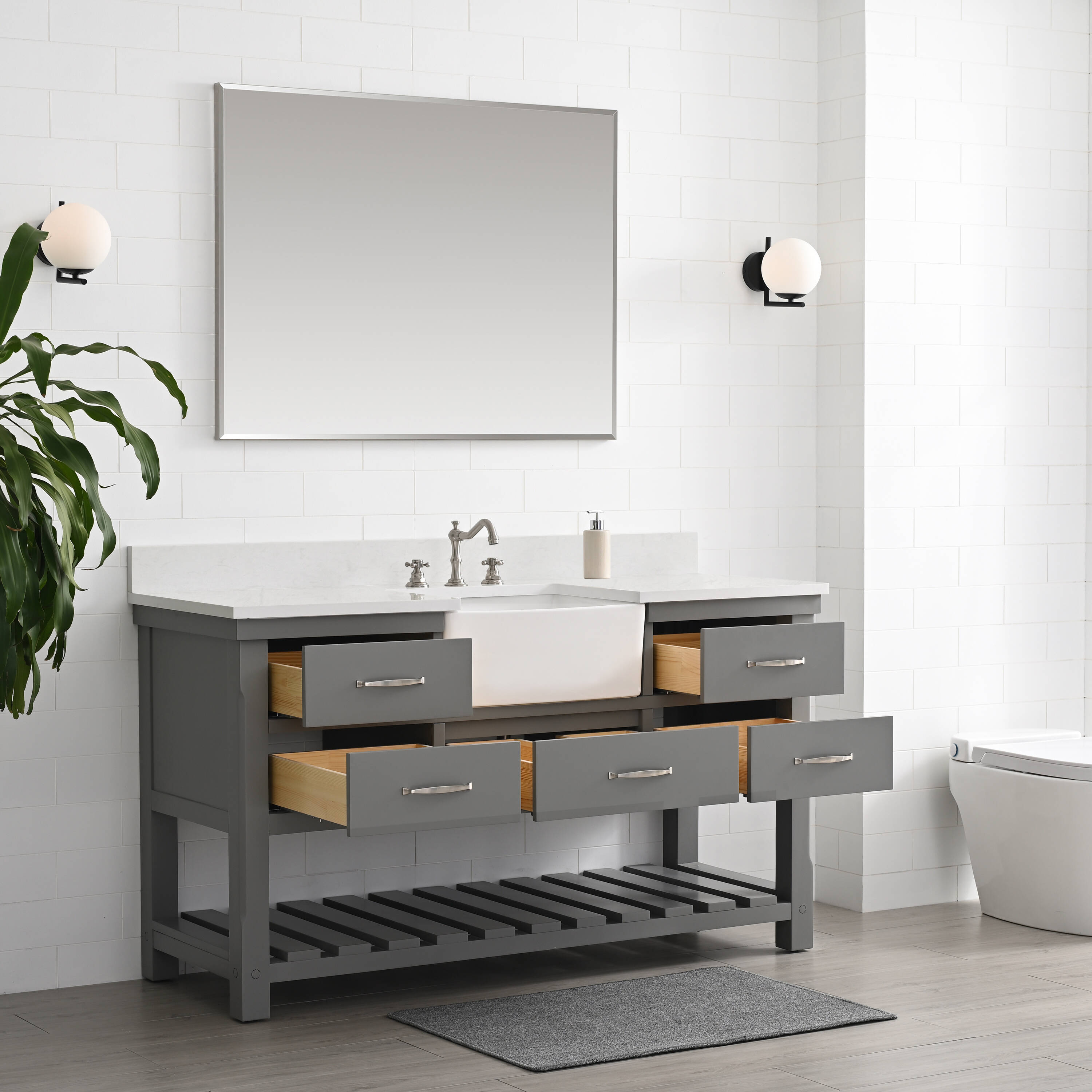 Sudio Design WESLEY 60-in Gray Undermount Single Sink Bathroom Vanity ...