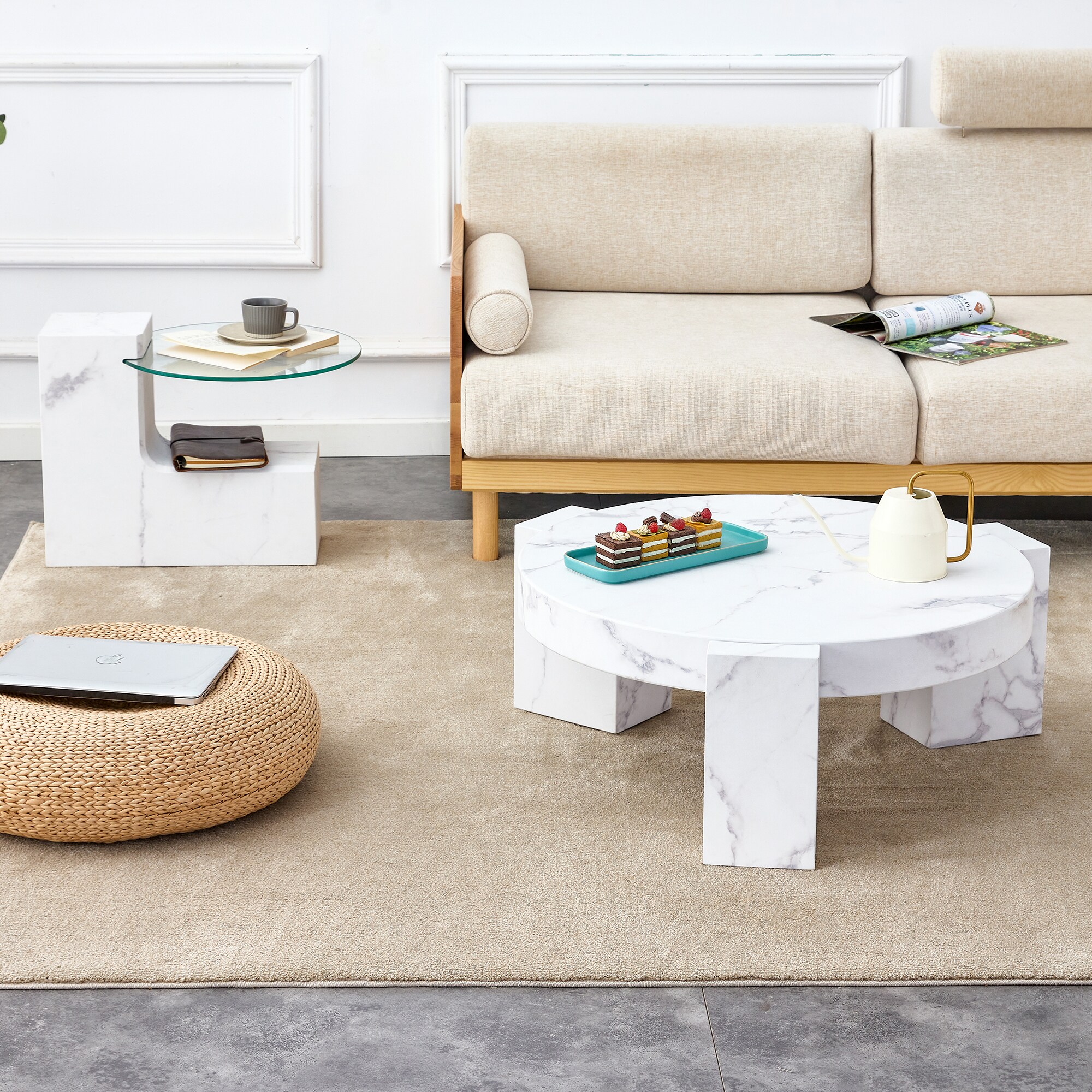 LOVMOR A Modern Fashionable And Durable Marble Textured Mdf Coffee ...
