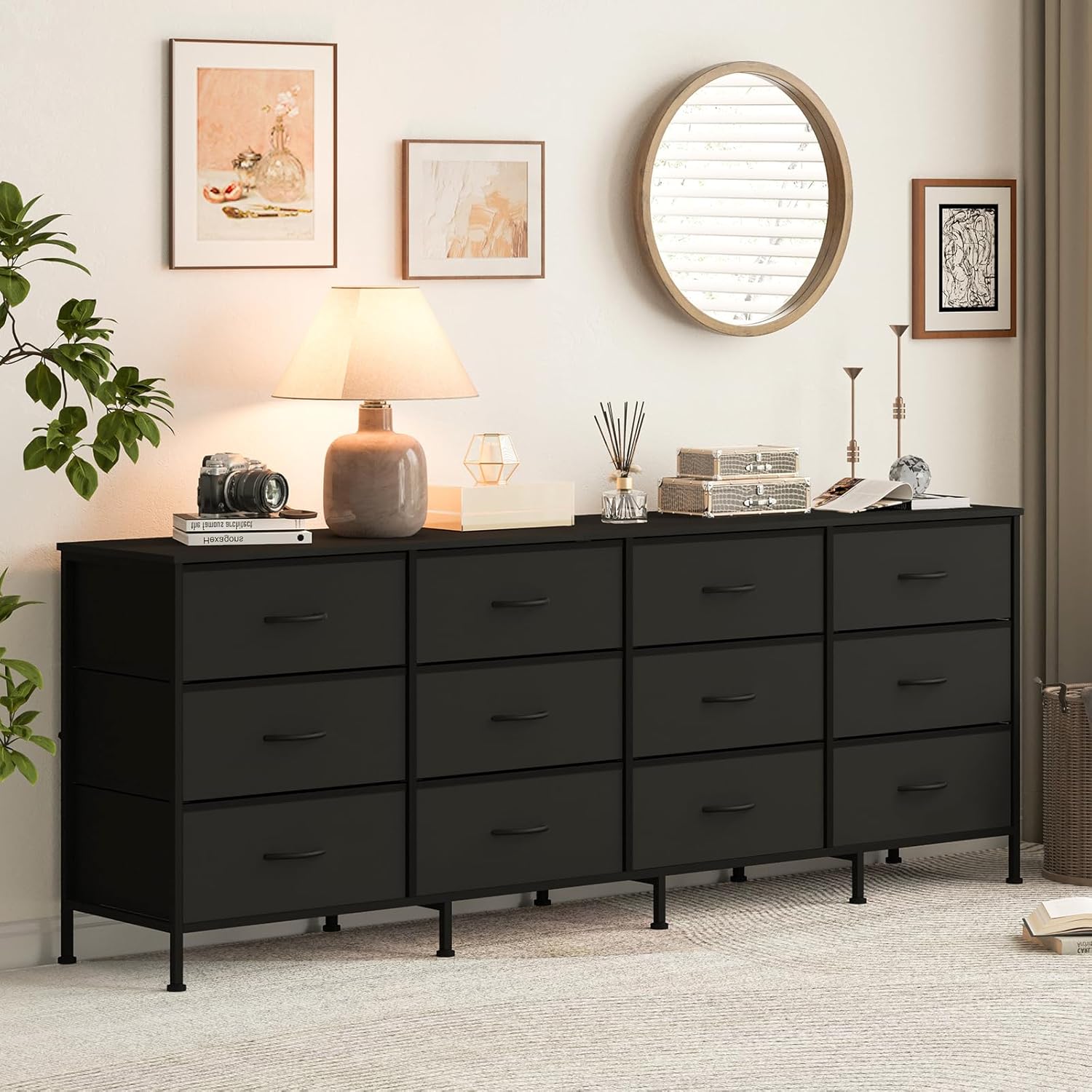 Garvee 70 Inch Dresser for Bedroom TV Stand for 65 75 80 Inch TV 12 ...