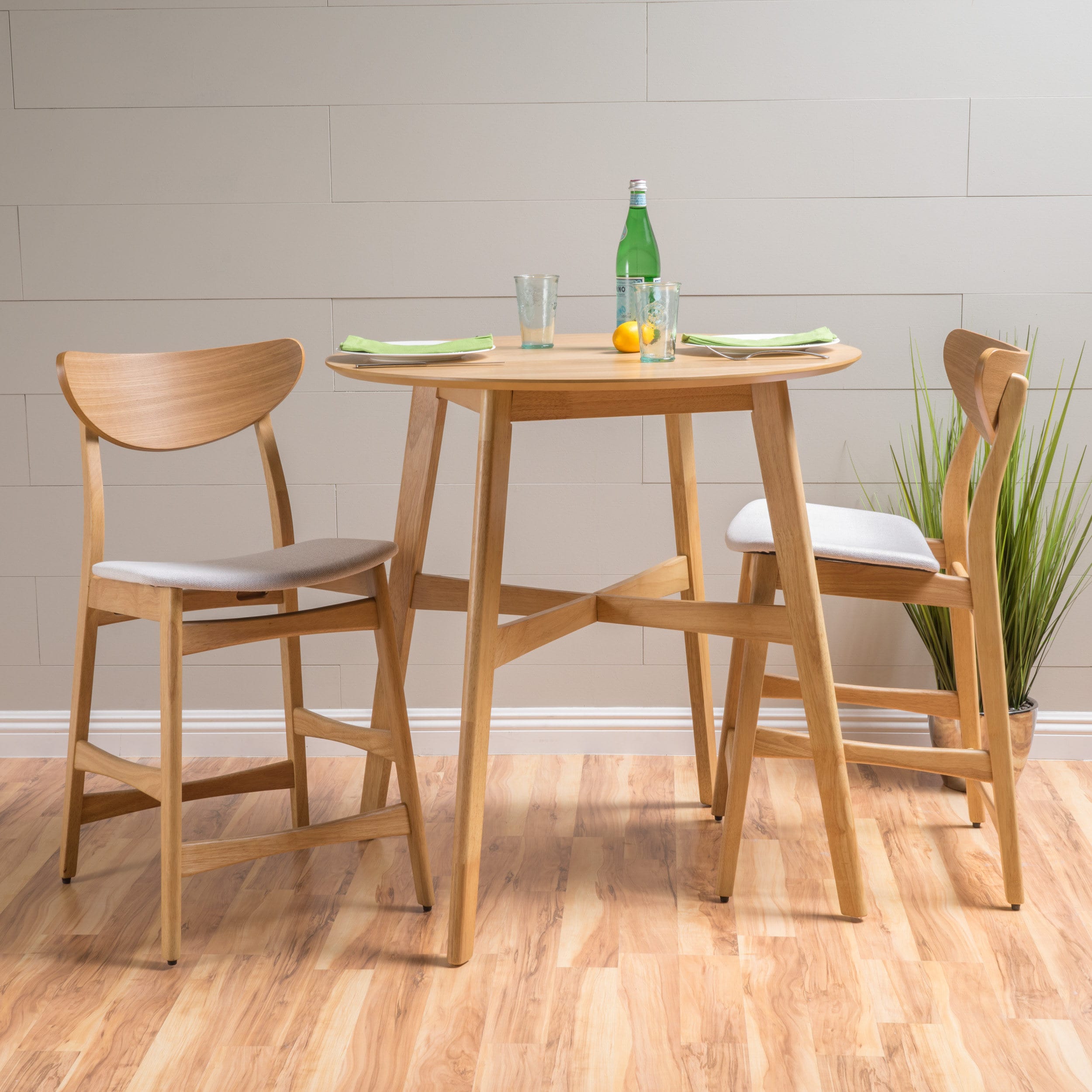 Christopher Knight Home Gavin Light Beige Fabric Oak Finish Counter ...