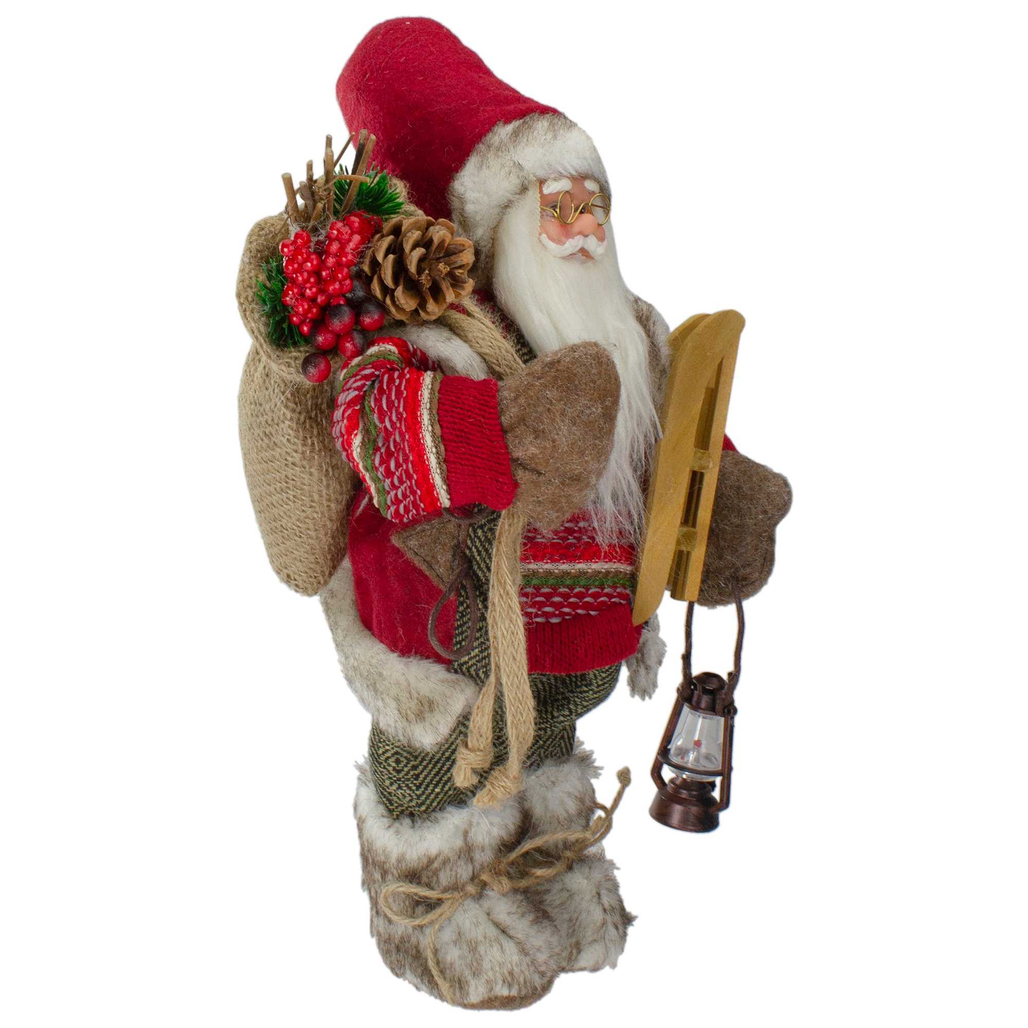 Northlight 12 inch Standing Santa With a Sled and Lantern Christmas ...