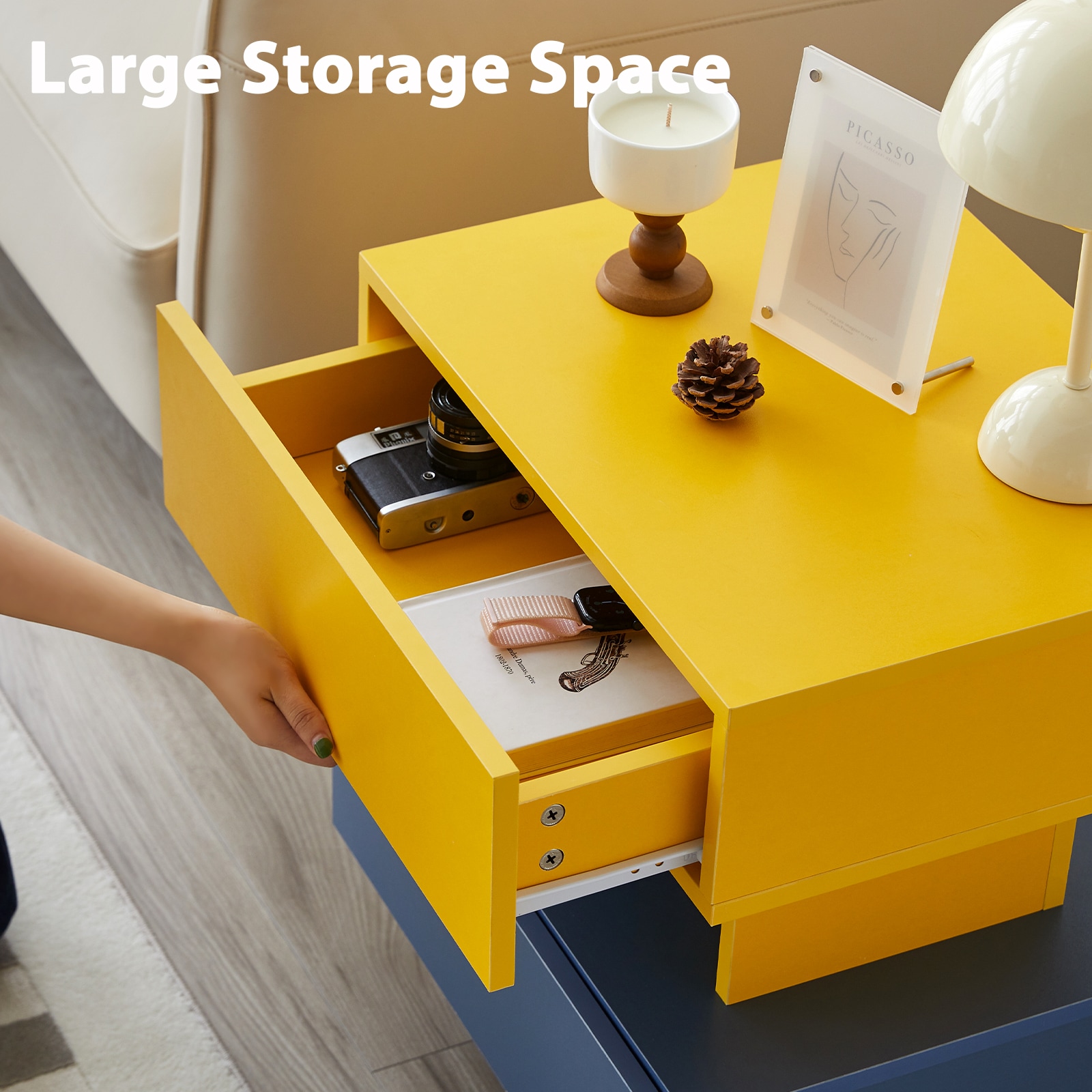 LUXEYARD Modern Nightstand Large Storage Bedside Table for Bedroom ...