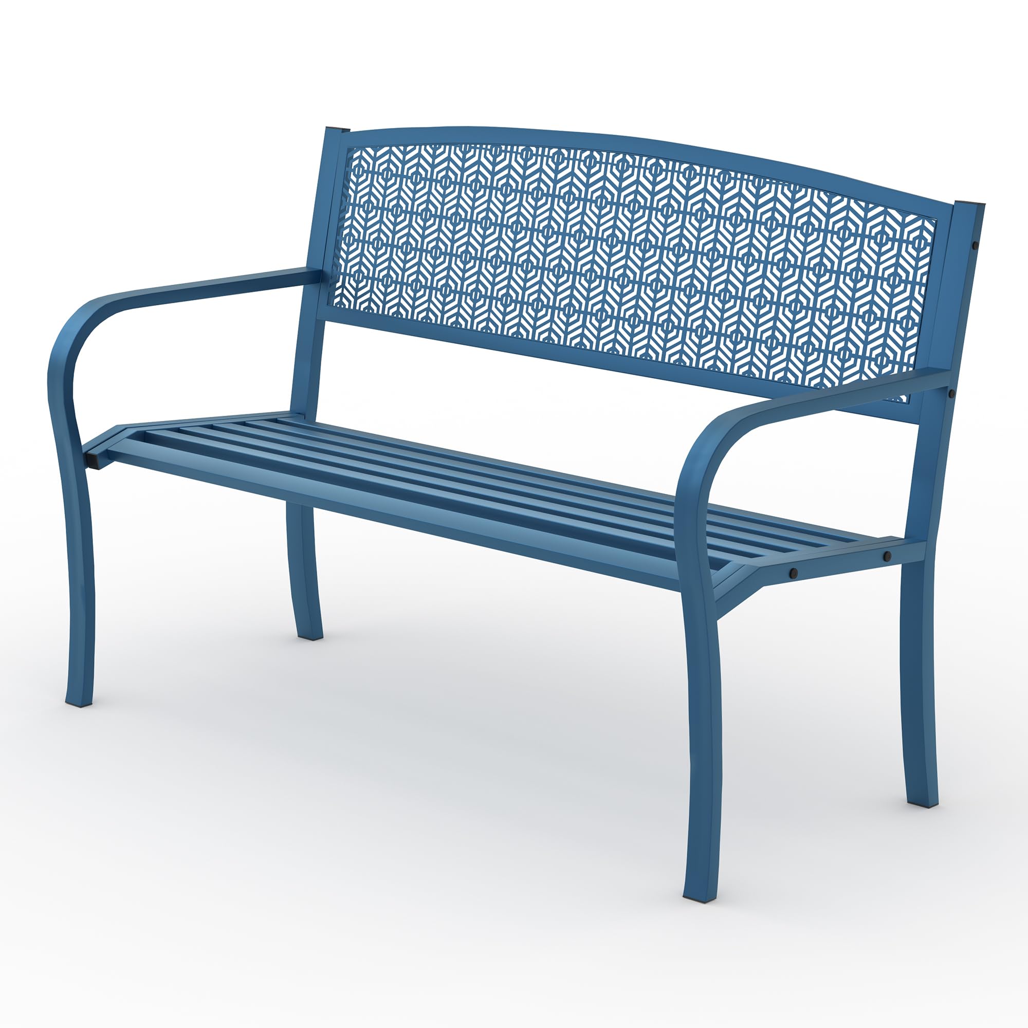 GarveeLife 50inch Metal Patio Bench Outdoor Bench with Curved Backrest ...