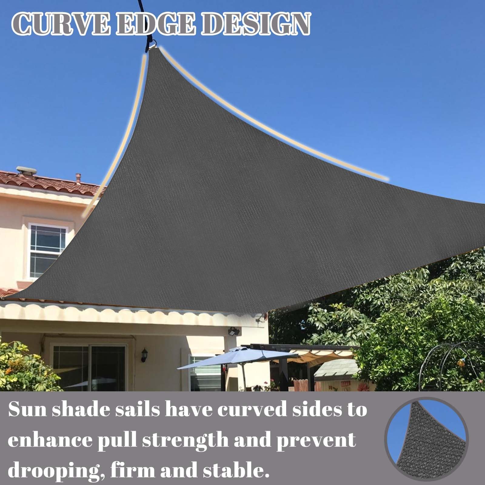Aoibox 12 x 16 FT Rectangle Sun Shade Sail Dark Grey Outdoor HDPE ...