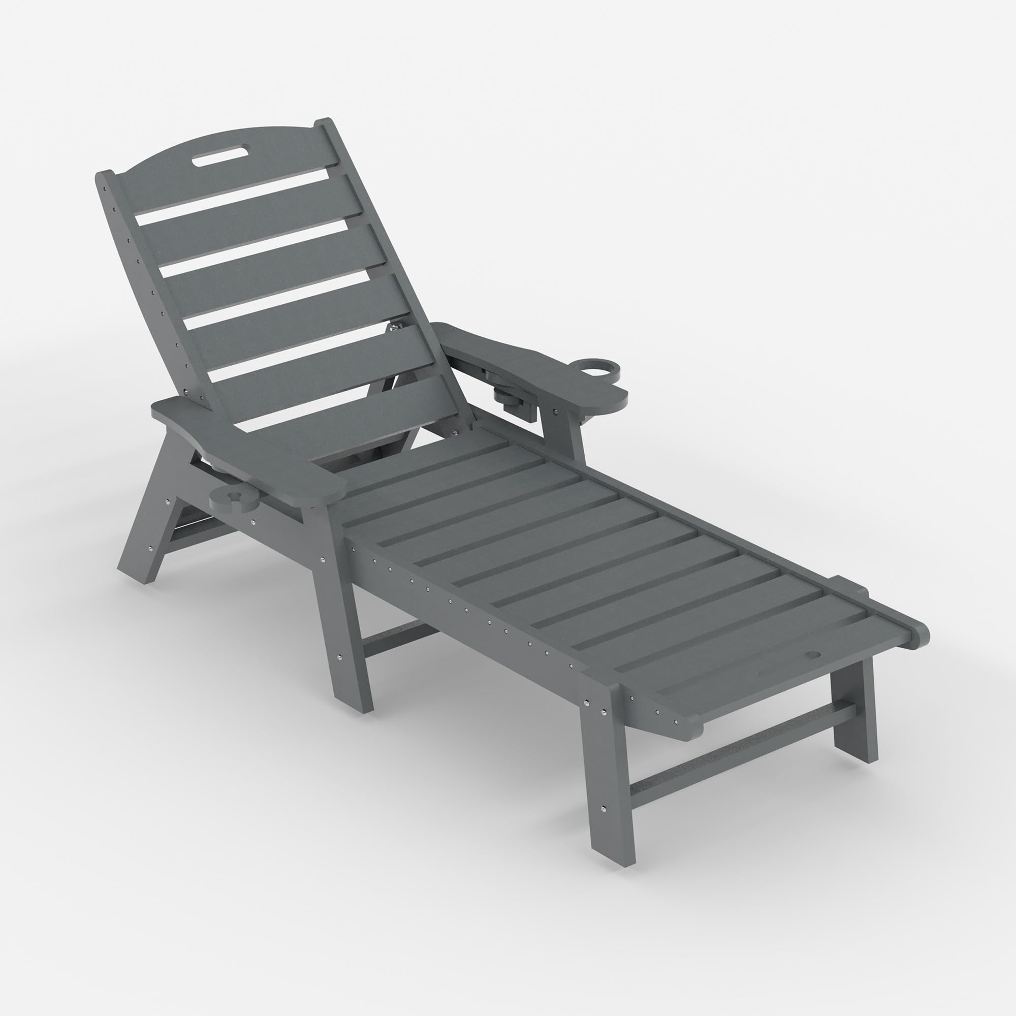 IdealHouse HDPE 5-Position Patio Lounge Chair for Outside HDPE Chaise ...