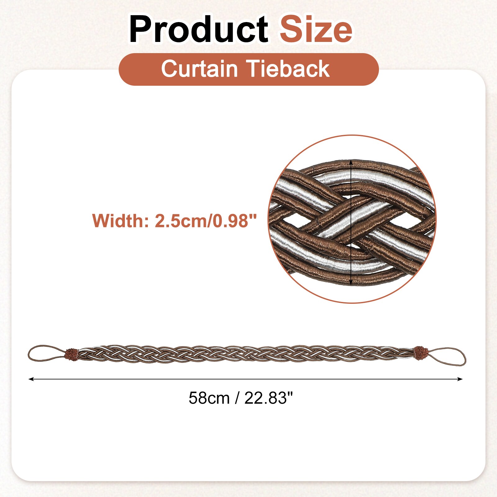 Unique Bargains 2pcs Curtain Tiebacks 58cm/23 Inch Braided Drapery ...