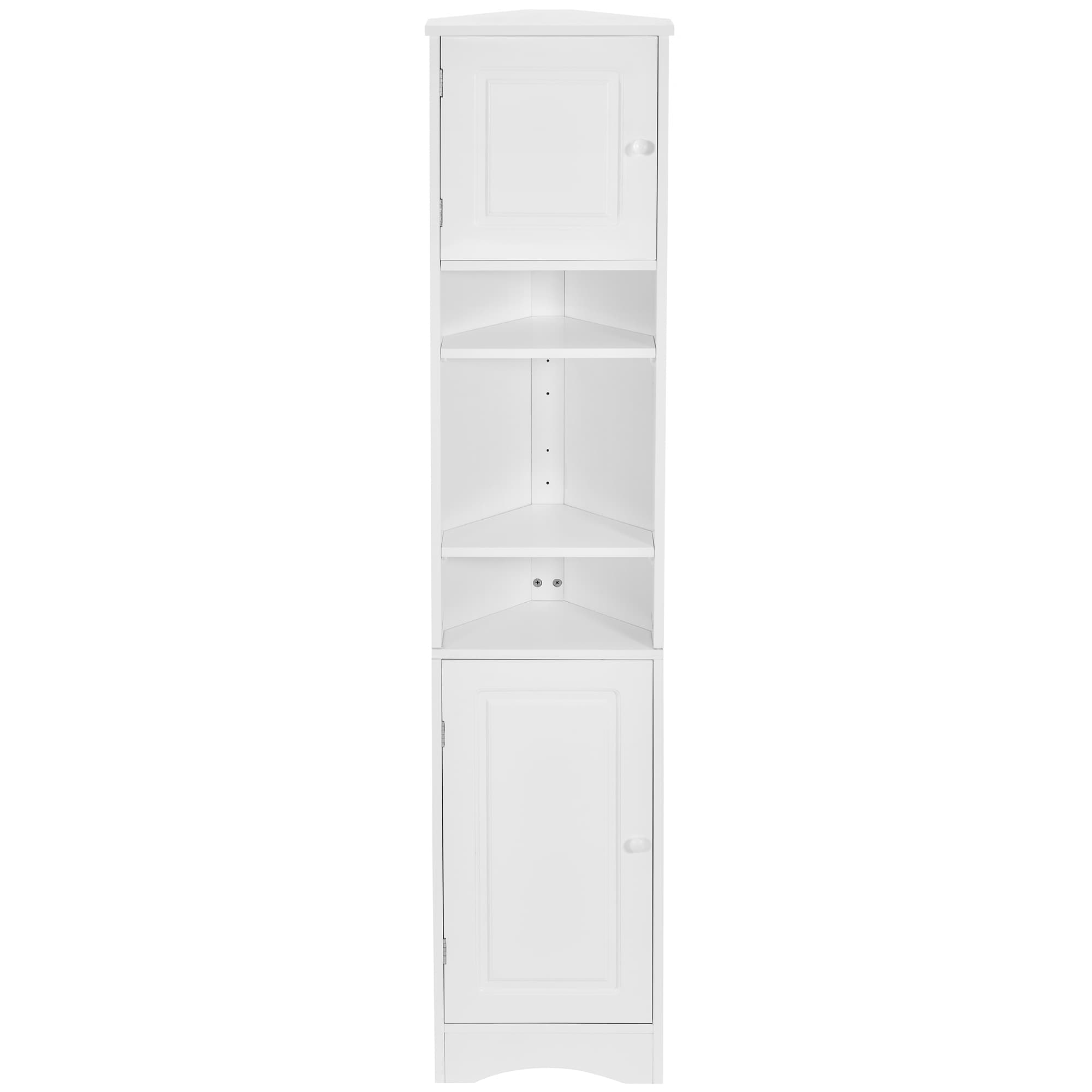 Vynxaria 9in W x 15in D x 67in H White MDF Freestanding Linen Cabinet ...