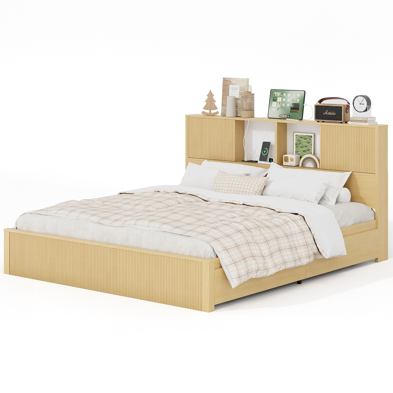 Pocassy King Black Metal Bed Frame in the Beds department at Lowes.com