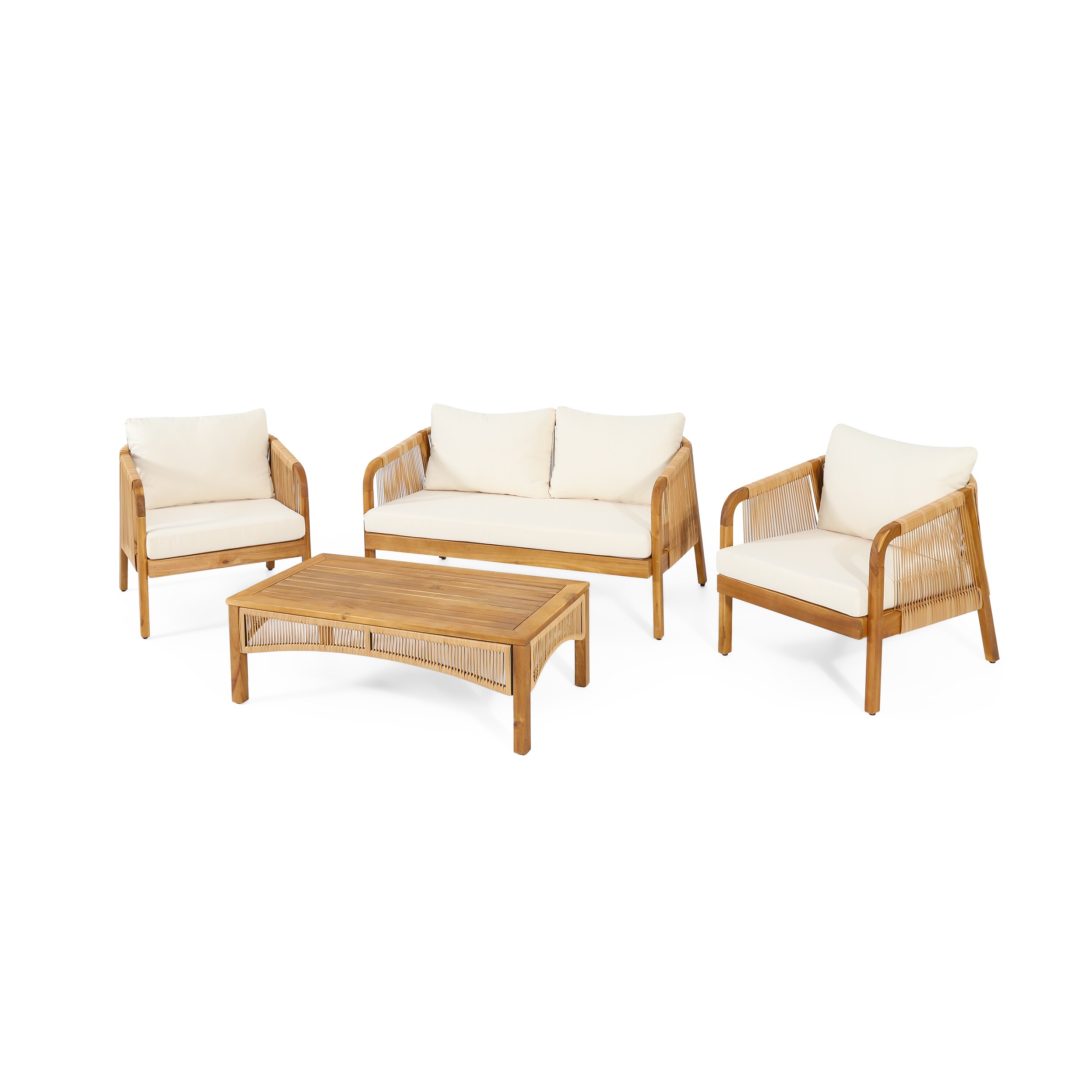 Christopher Knight Home Jabe Outdoor Acacia Wood and Wicker 4 Seater ...