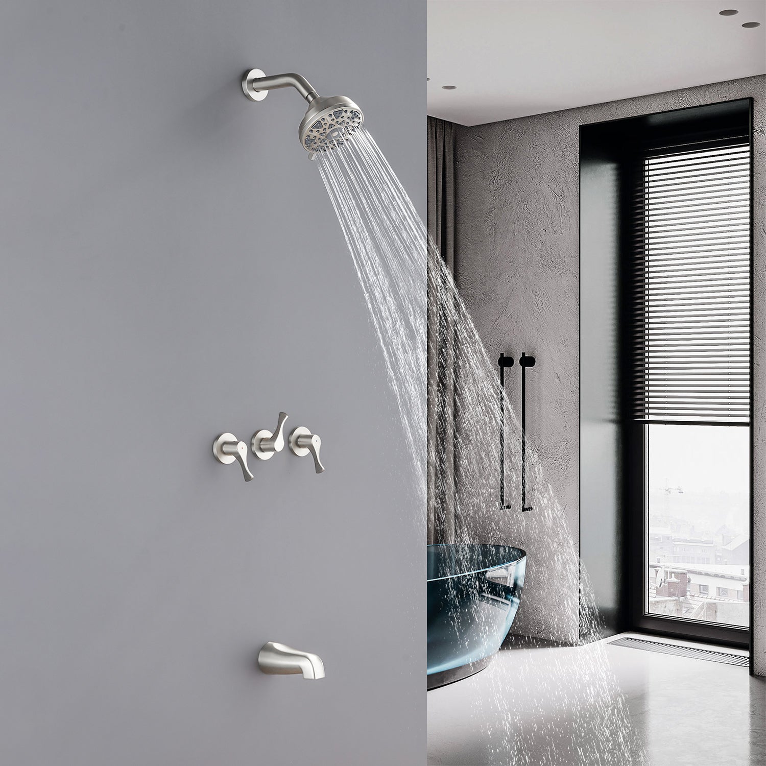 Boyel Living Brushed Nickel Copper Body 6 Function ABS Overhead Shower ...