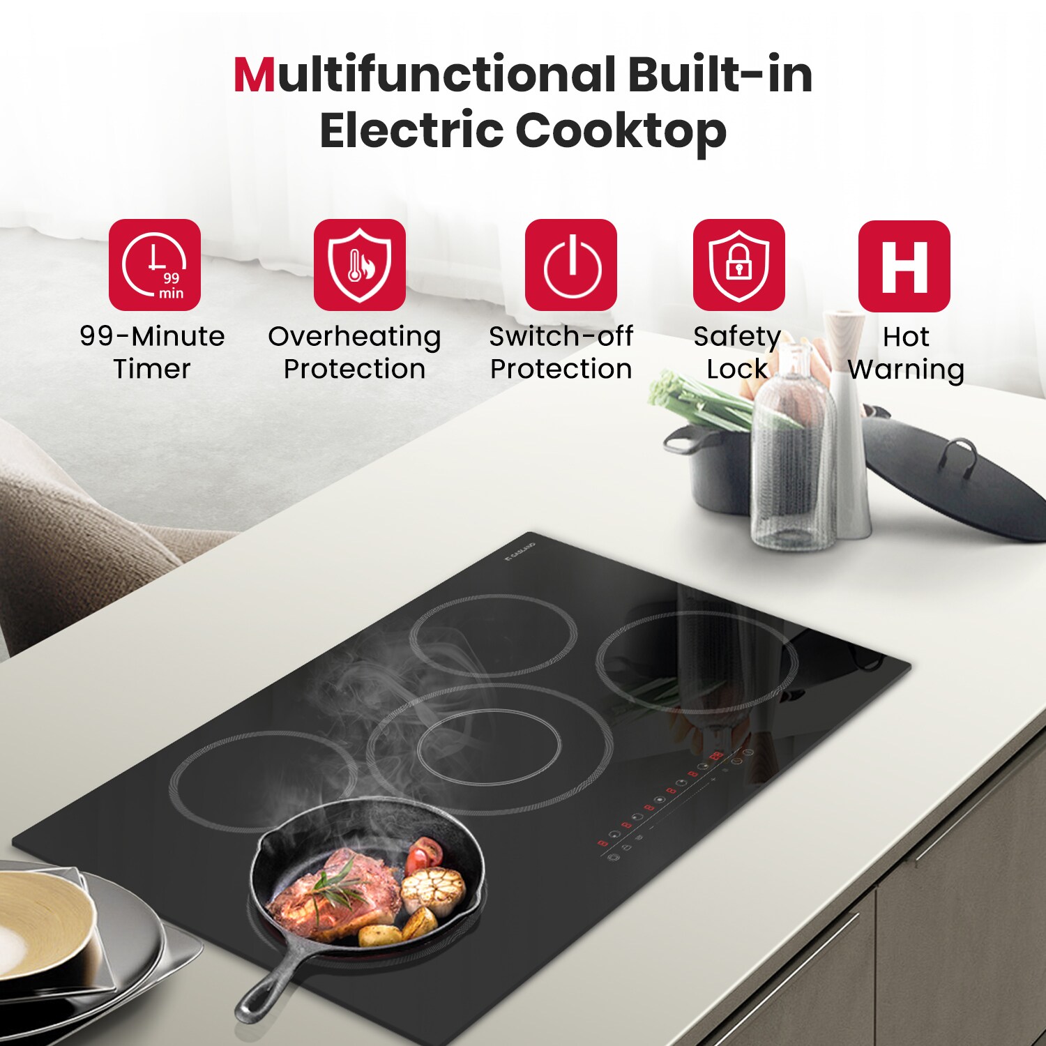 Gasland Chef 30-in 5 Burners Smooth Surface (Radiant) Black Electric ...