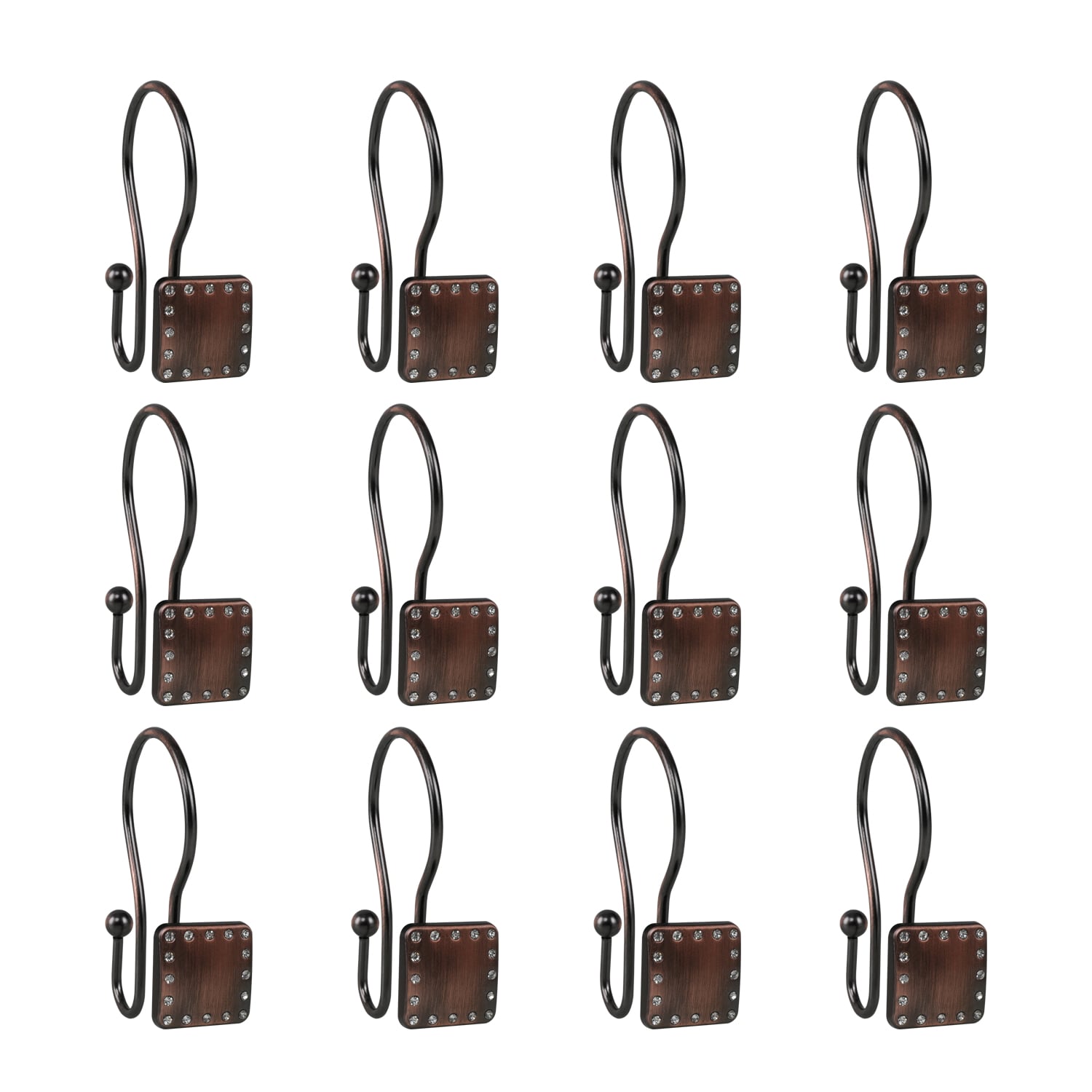 Utopia Alley Rust-Resistant Metal Double Shower Curtain Hooks Shower ...