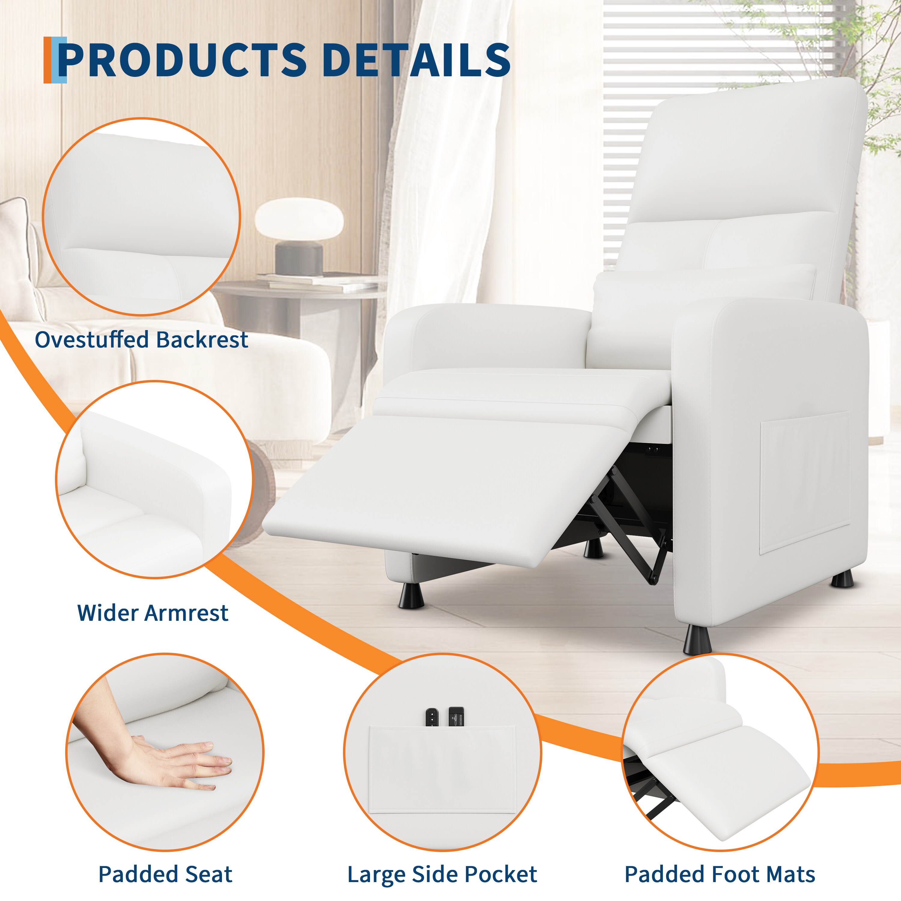 GarveeLife PU Leather Electric Power Recliner Chair Heat Massage ...