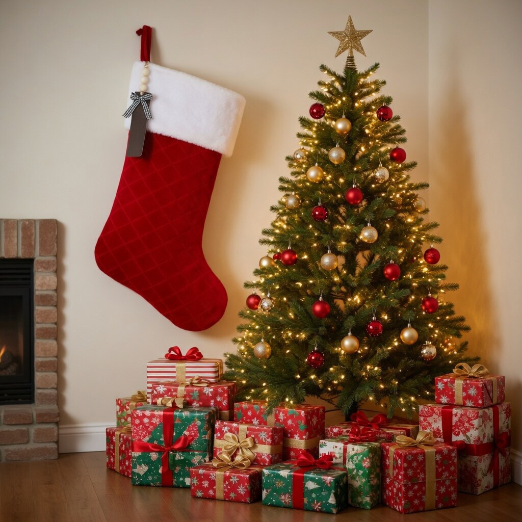 HoliScapes 48-in Red Merry Christmas Christmas Stocking in the ...