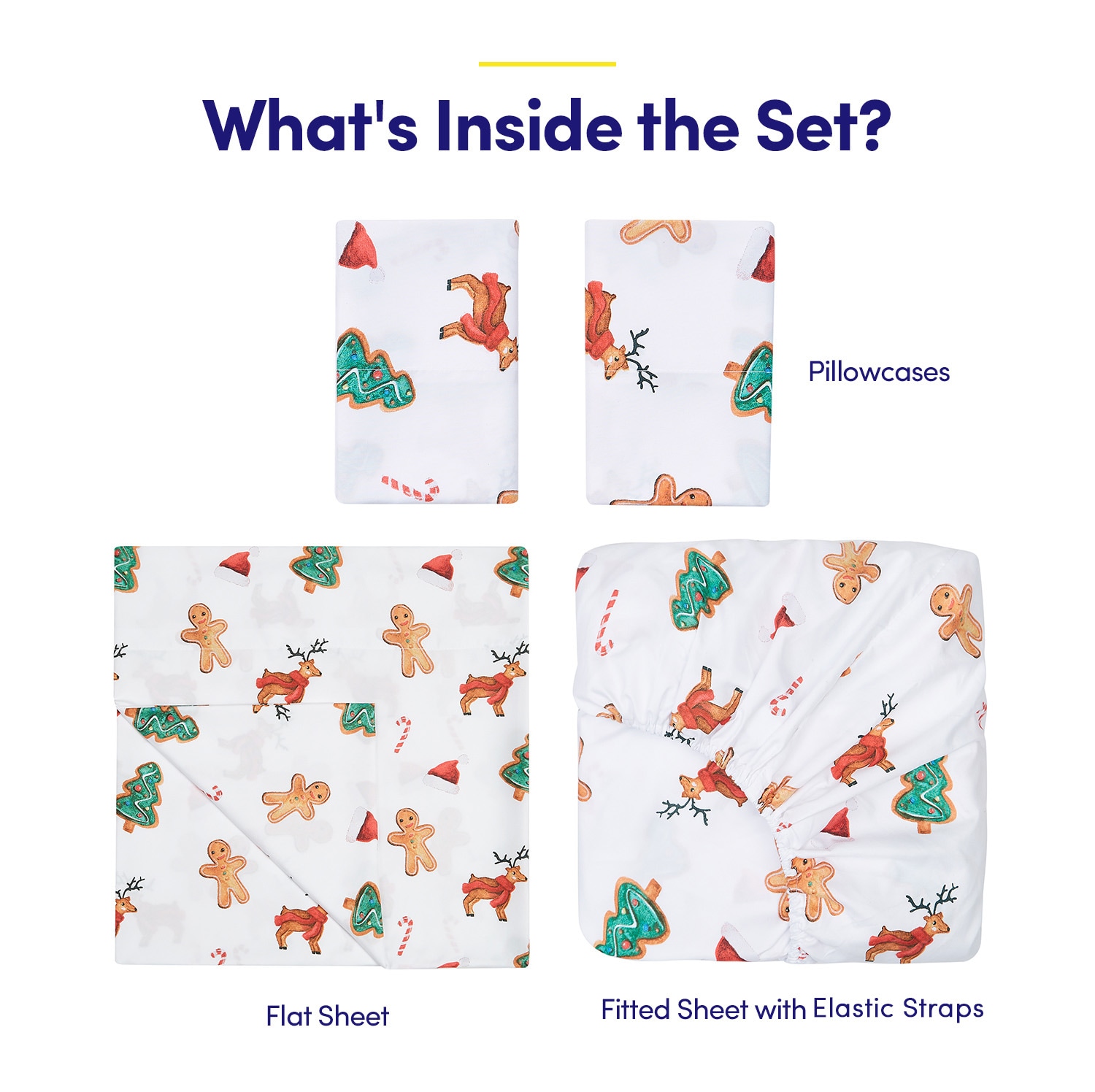 Sweet Home Collection Printed Holiday 4pc Sheet Sets Easy Care Soft ...