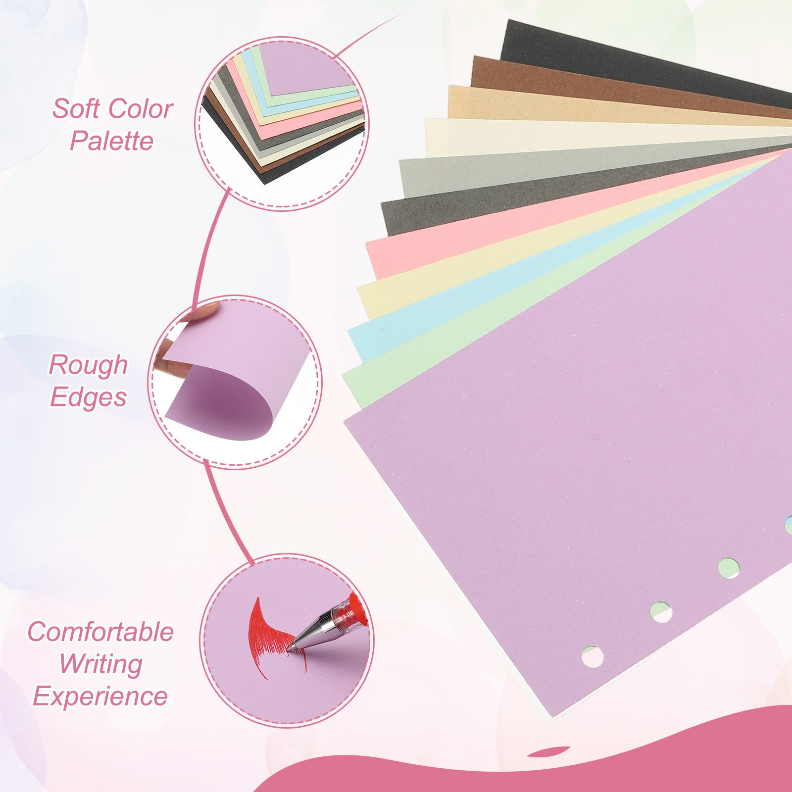 PATIKIL Colored Loose Leaf Paper 5 Inch x 3.2 Inch(A7) 300 Sheets 6 ...