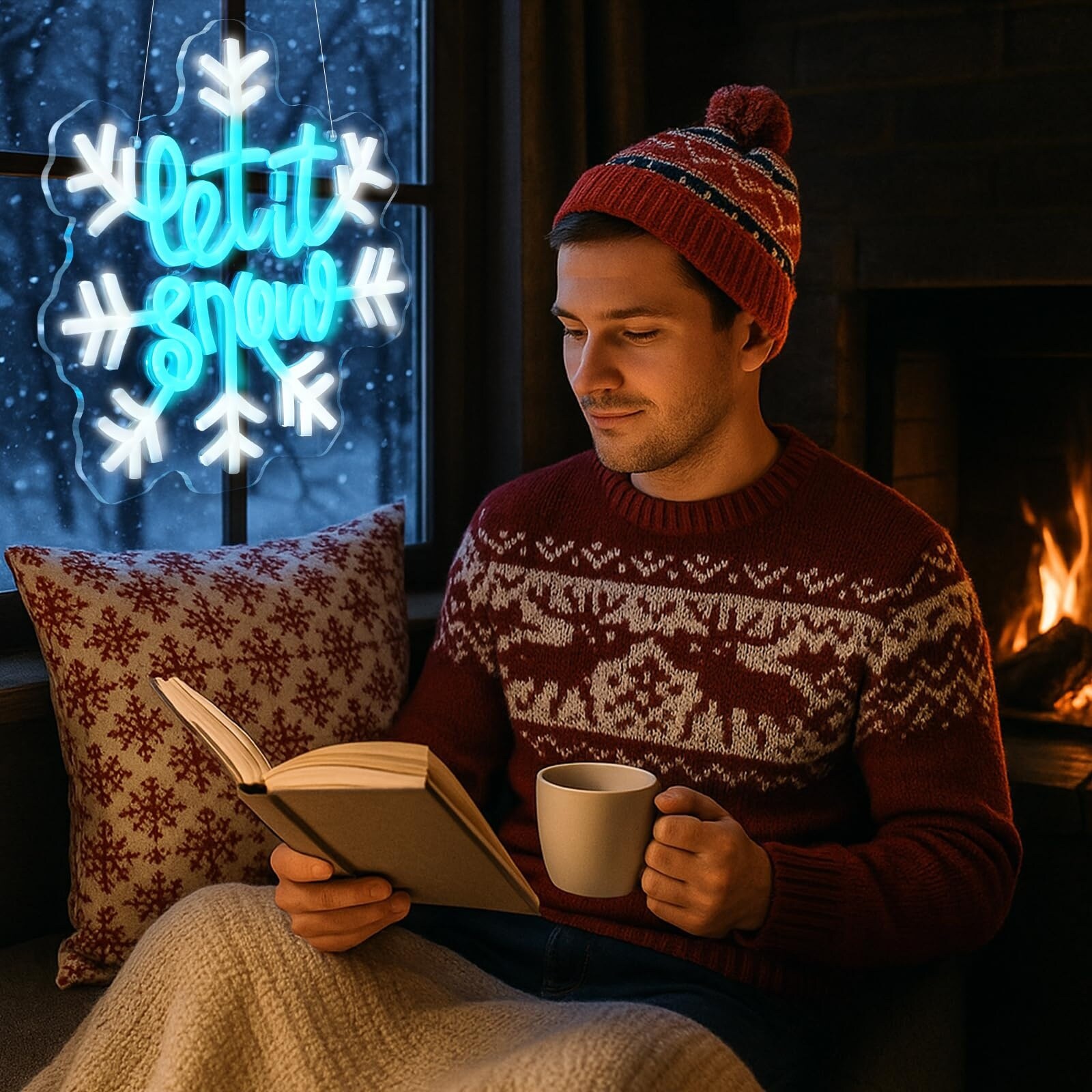 Lukvuzo 10 Inch Winter Snowflake LED Neon Sign Let It Snow Light USB ...