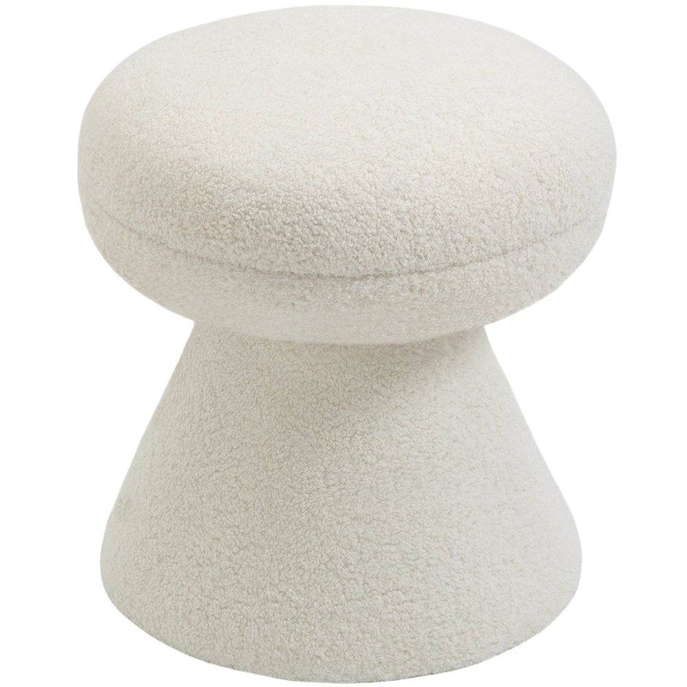 Meridian Drum Cream Faux Shearling Teddy Fabric Ottoman Stool in the ...