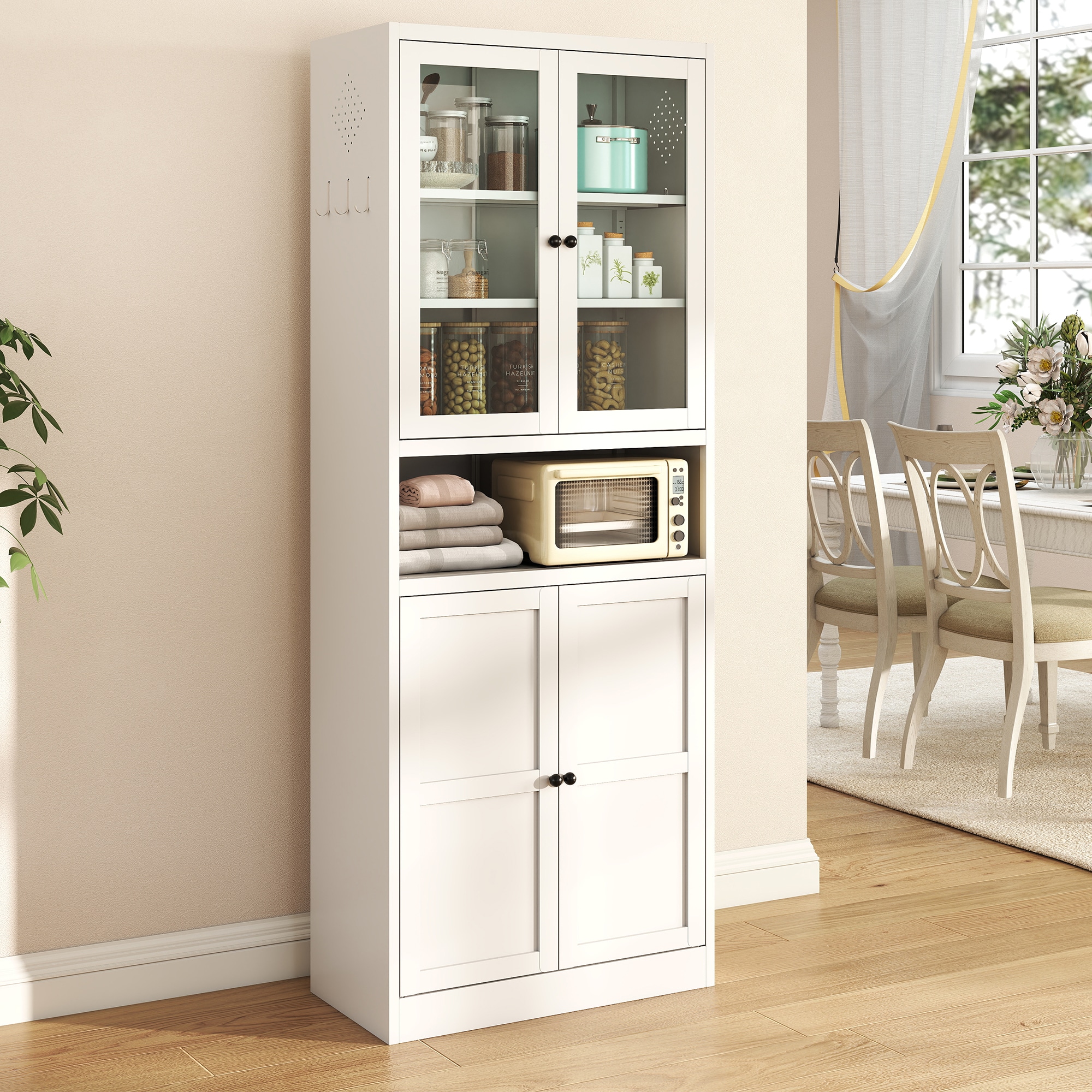 Tatayosi White 72inch Tall Metal Kitchen Pantry Cabinet Heavy Duty ...