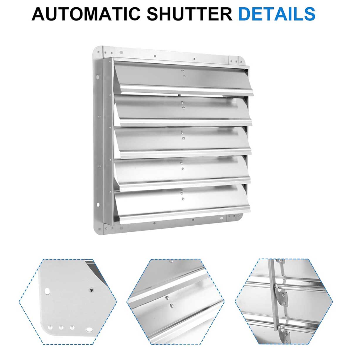 Aoibox 20 Inch Square Aluminum Automatic Gravity Shutter Louver Vent ...