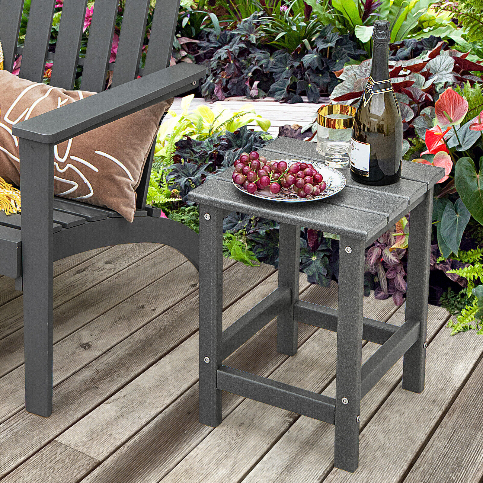 Slickblue Weather-Resistant Adirondack Side Table 14-in HDPE ...
