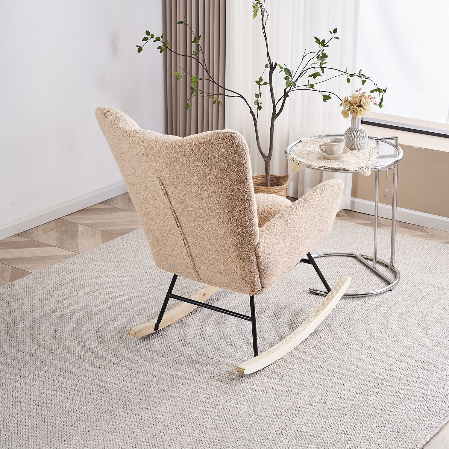 SINOFURN Casual Cream Rocking Chair in the Chairs department at Lowes.com