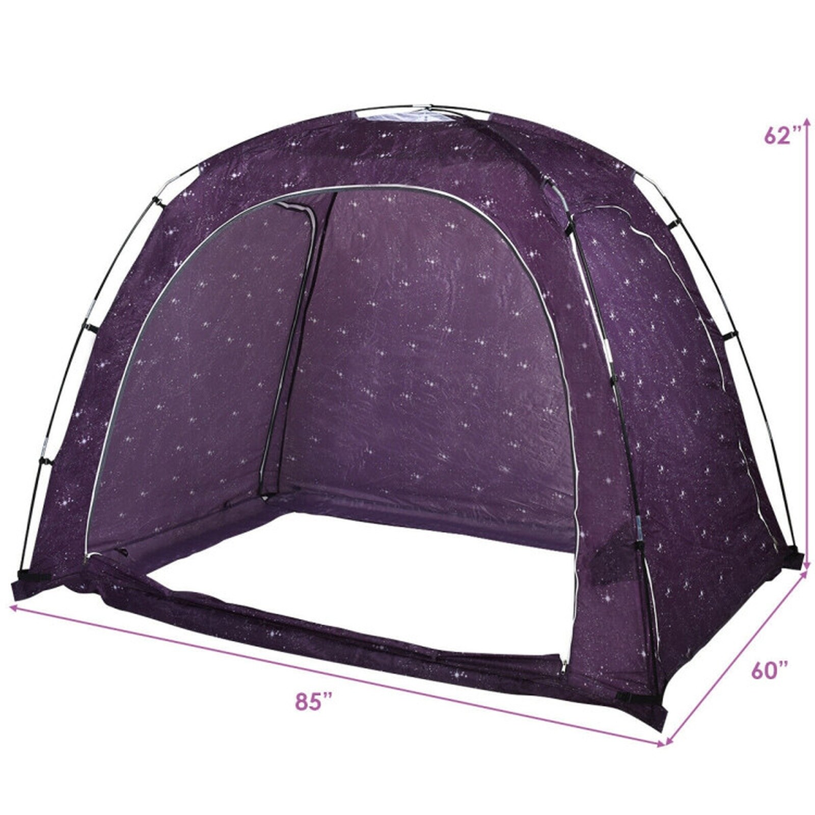 SUGIFT Indoor Bed Privacy Play Tent 85-in 3 Zip Doors TPU Tablet Pocket ...