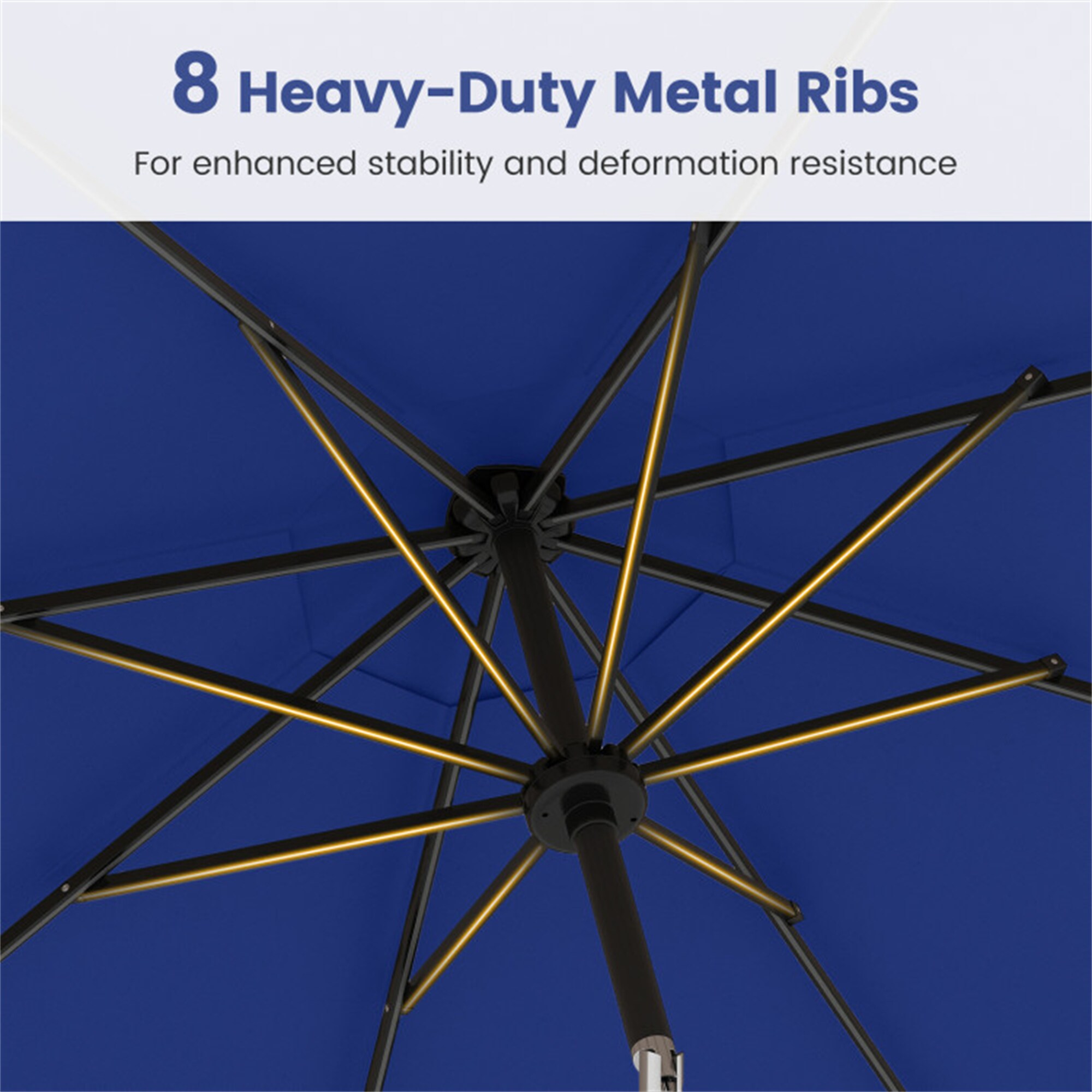 BABOOM 10-ft Steel Navy Push-button Tilt Market Patio Umbrella with ...