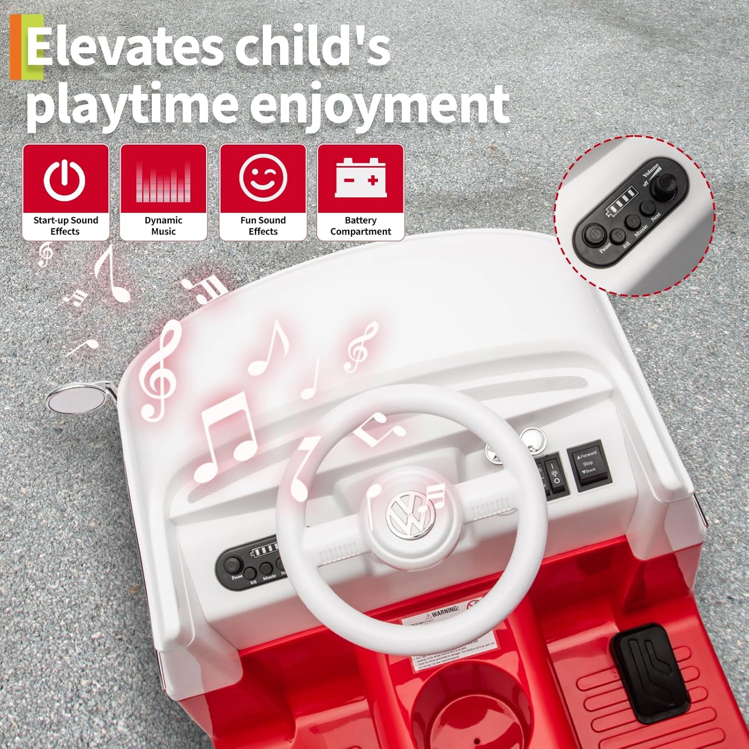 Garvee 6V Licensed Volkswagen Electric Ride on Car for Toddlers with 4 ...
