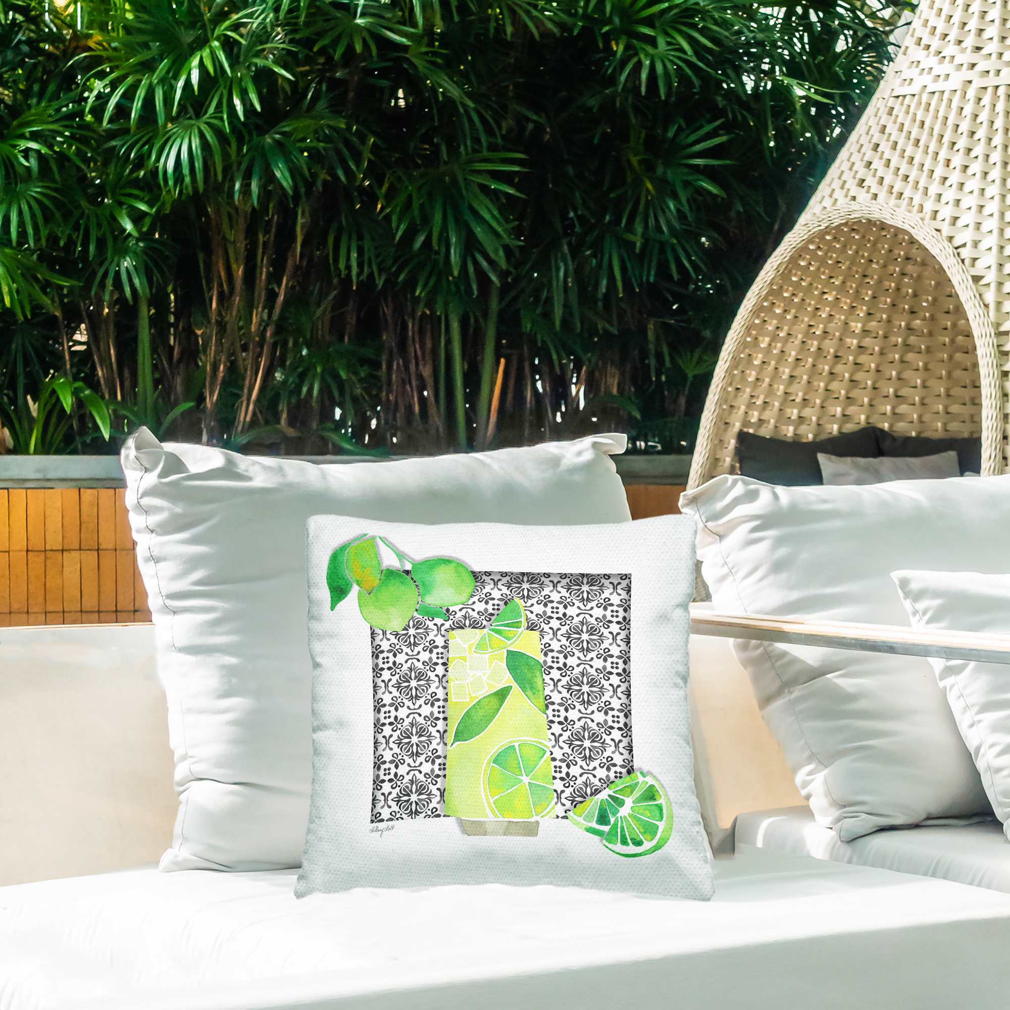 Stupell Industries Mediterranean Mojito Drink Outdoor Printed Pillow ...