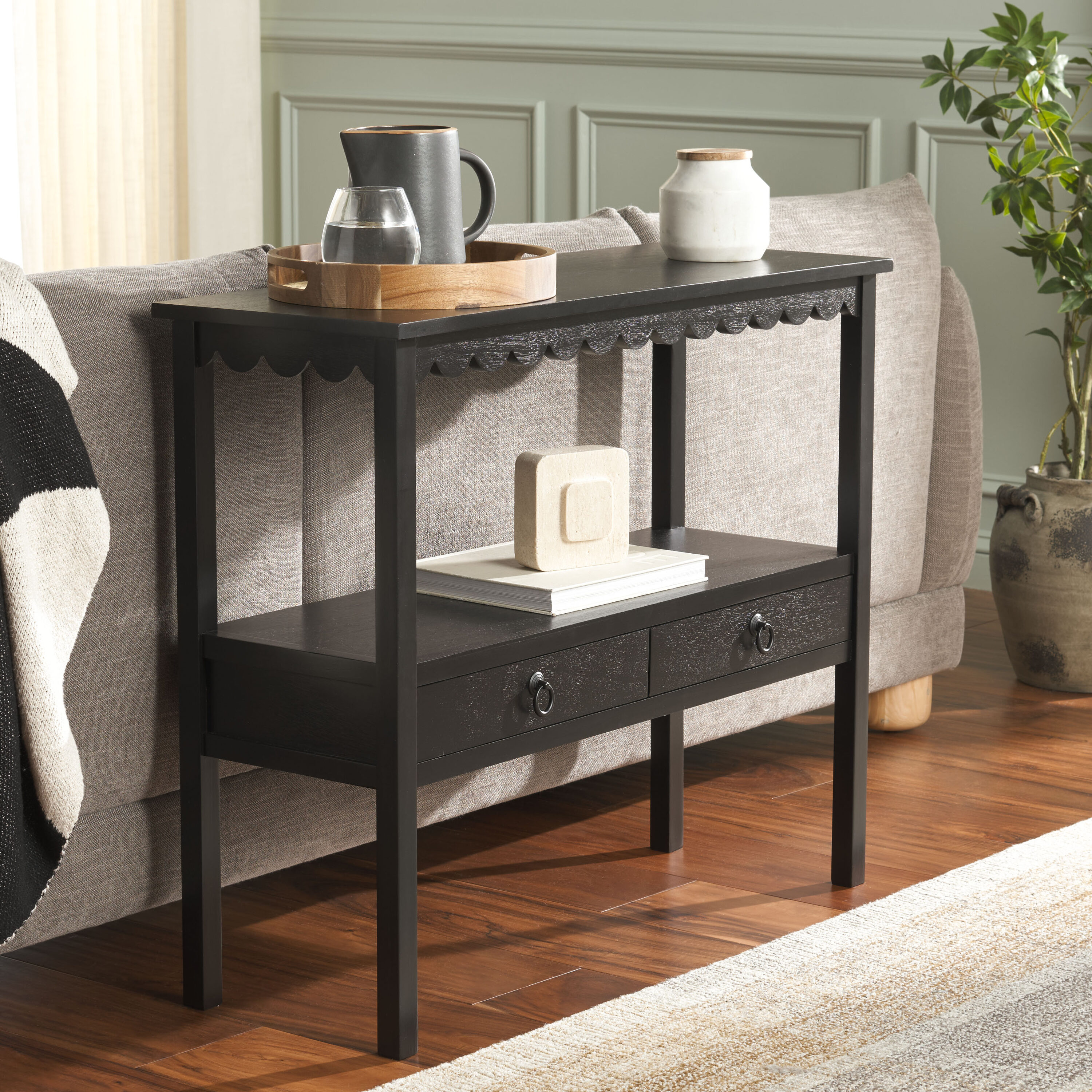 Safavieh Country Rectangular Wood Pine 35.4-in W x 29.5-in H Console ...