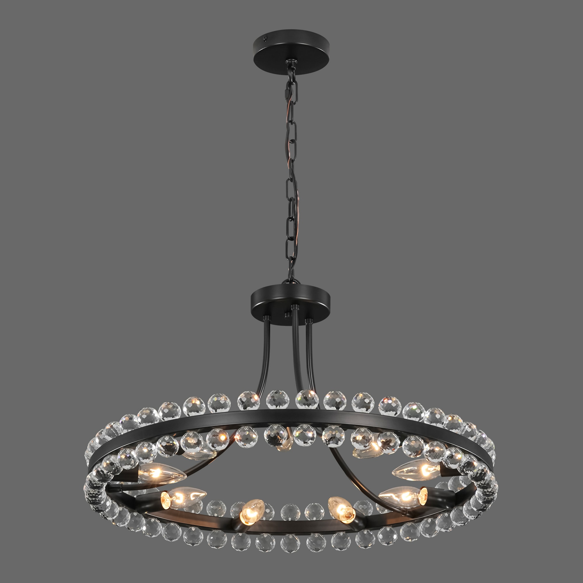Rennnsan Mager 9 -Light Matte Black Crystal Metal Chandelier in the ...