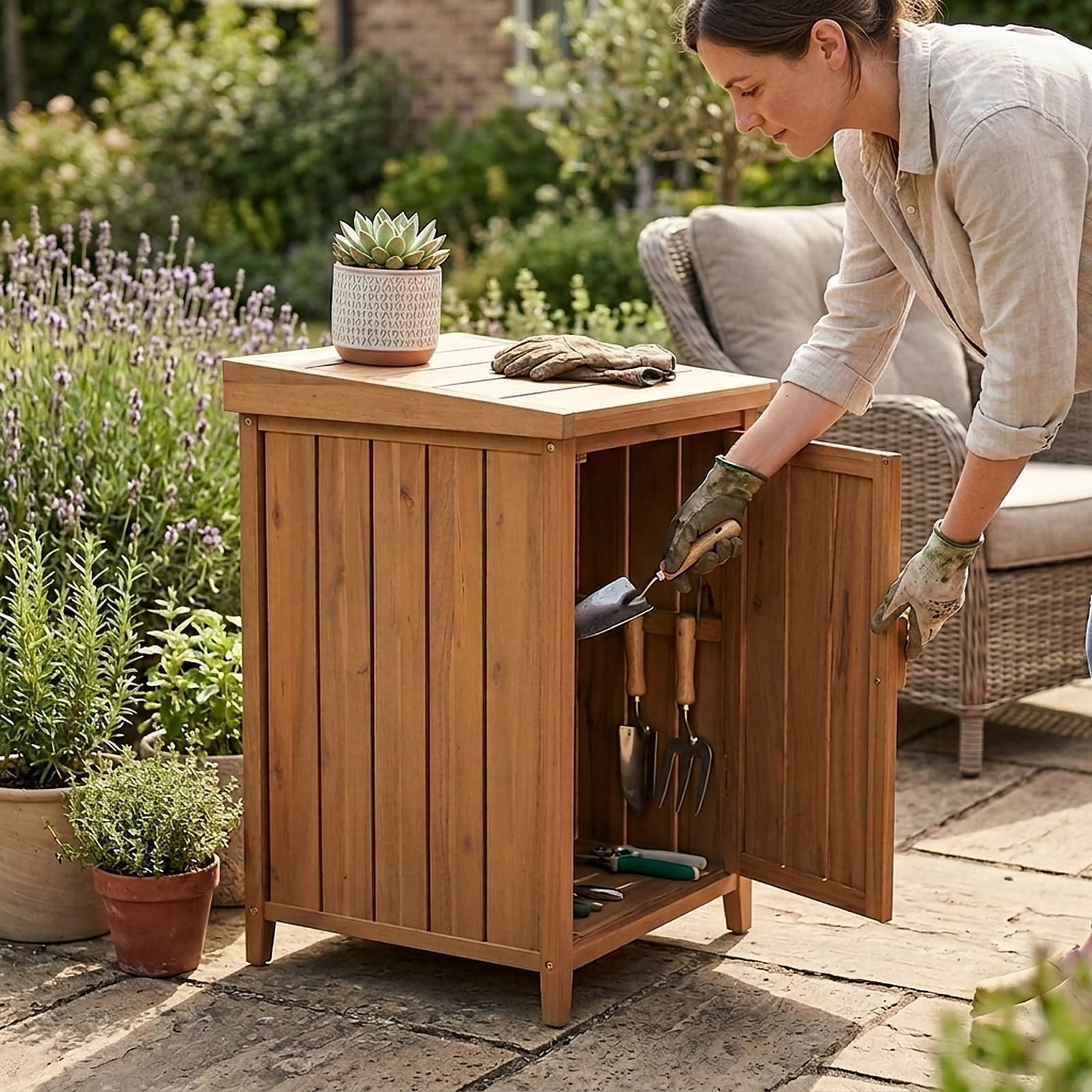 SUGIFT Wood Package Delivery Box with Openable Lid and Removable Shelf ...