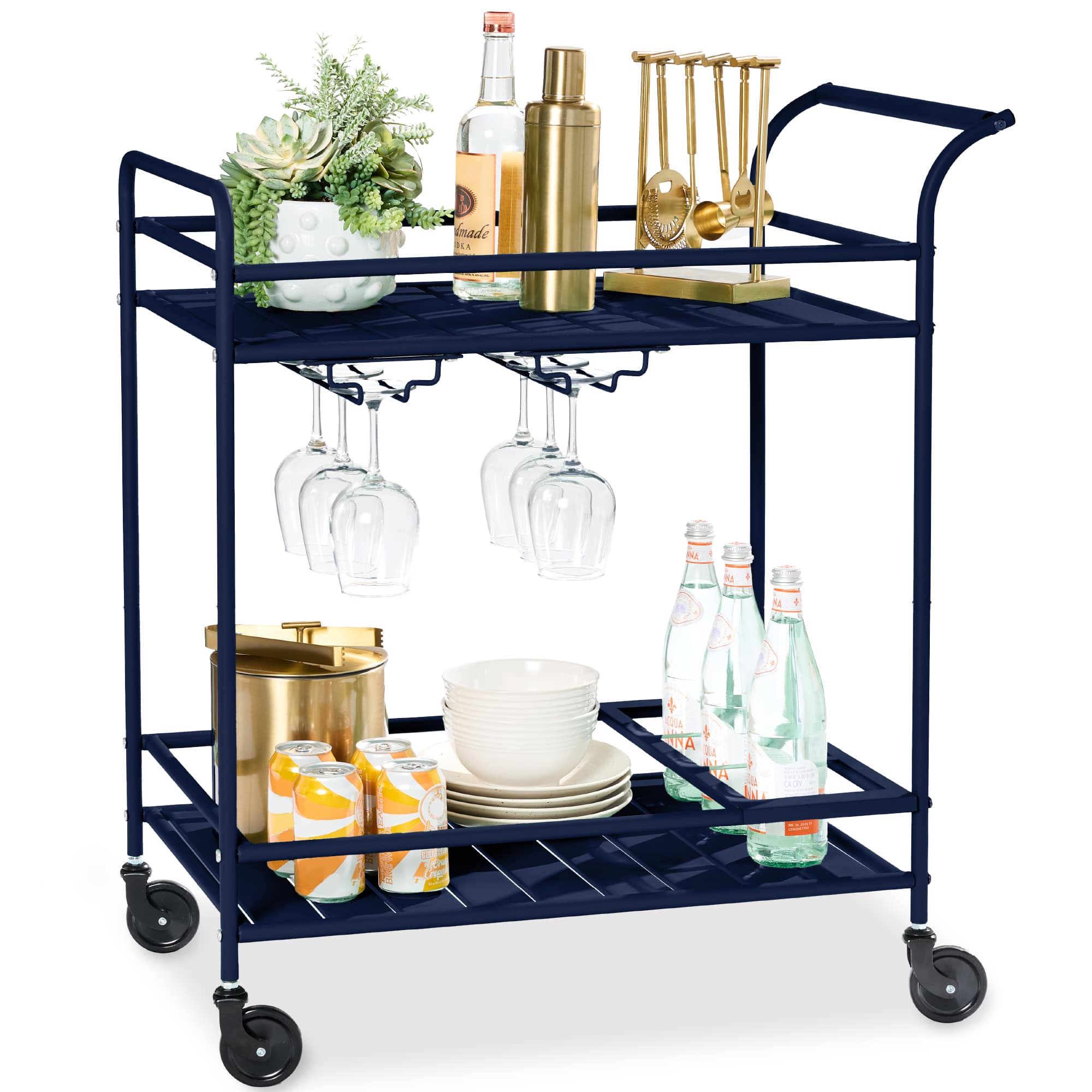 Best Choice Products 2-Tier Rolling Bar Cart Indoor/Outdoor w/ Storage ...