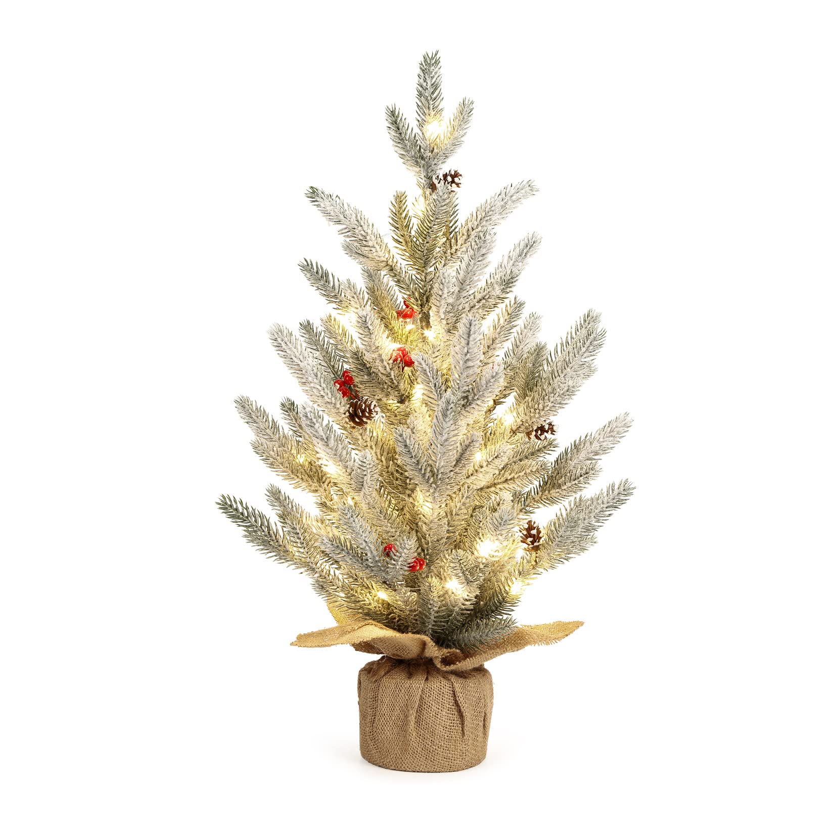 GMC 24 Inch Small Christmas Tree with Lights 2 Ft Prelit Table Top ...