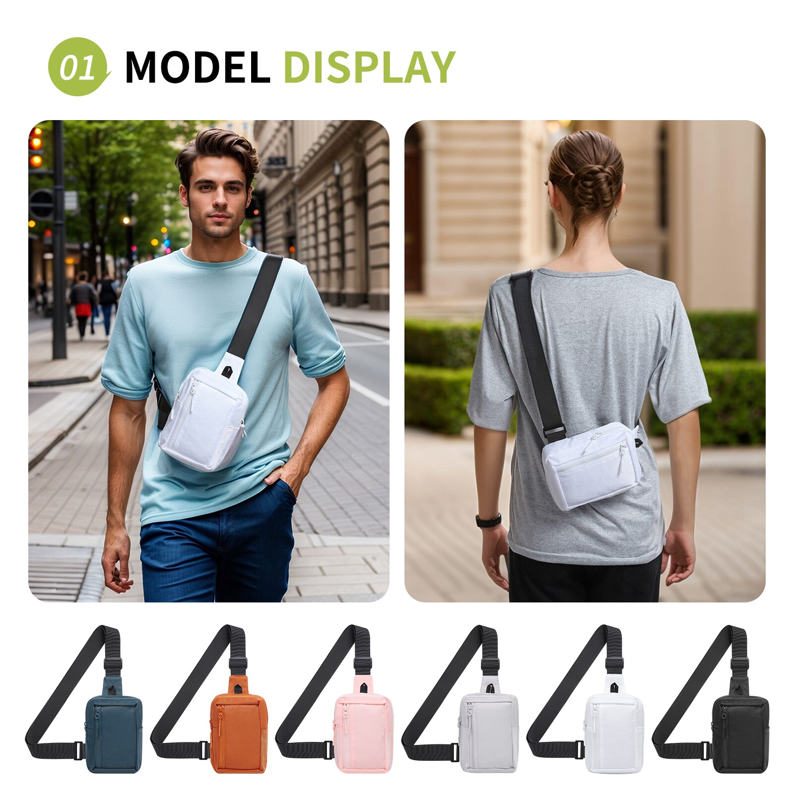 Unique Bargains Mini Sling Bag for Men and Women 7.5 Inch Small Anti ...