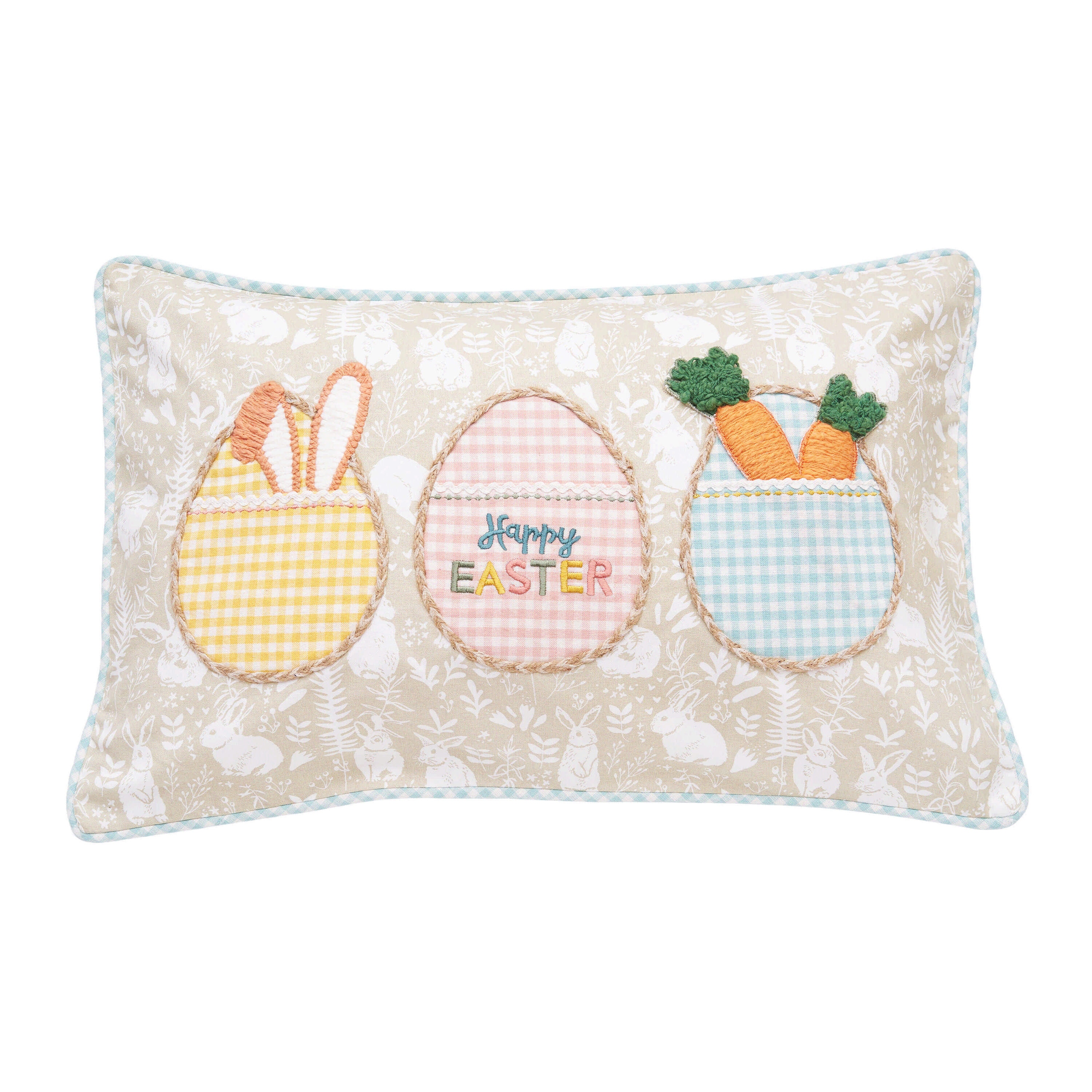 C&F Home Plaid Egg Trio "Happy Easter" Cotton Blend Mini Accent Pillow ...