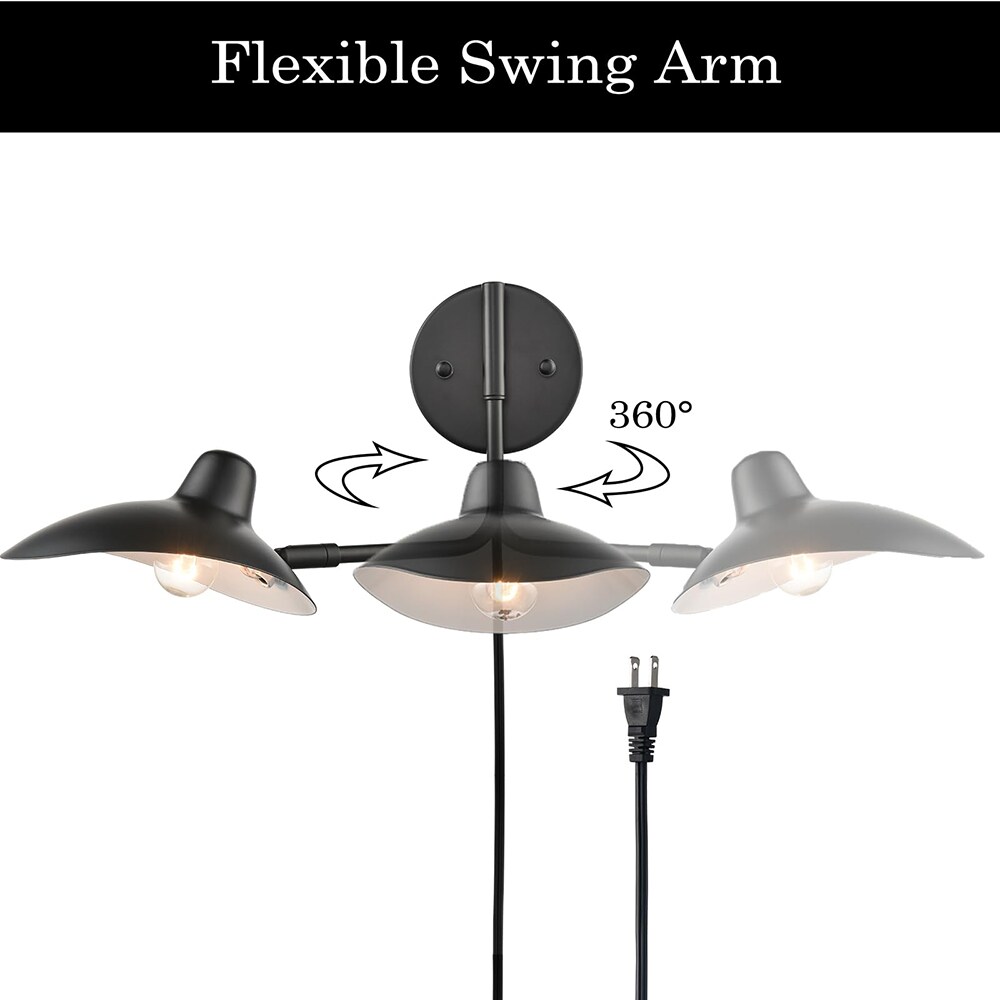 Claxy Industrial 6.41-in W 2 -Light Polished Black Wall Sconce in the ...