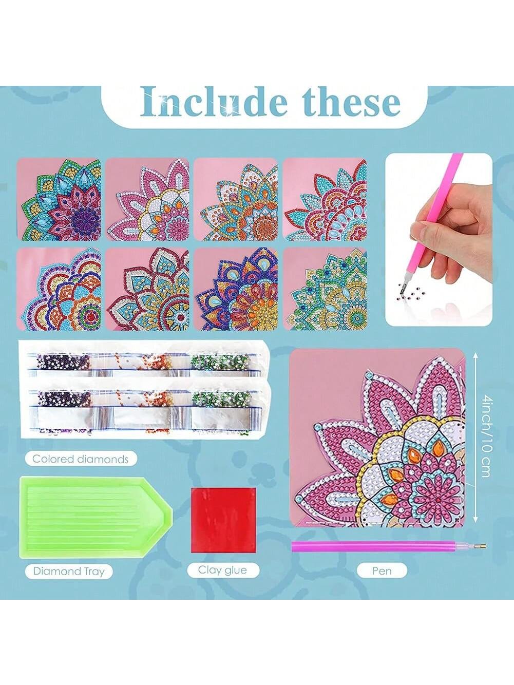 Qeetex 8Pcs Corner Bookmarks. Portable 5D DIY Diamond Art Page ...
