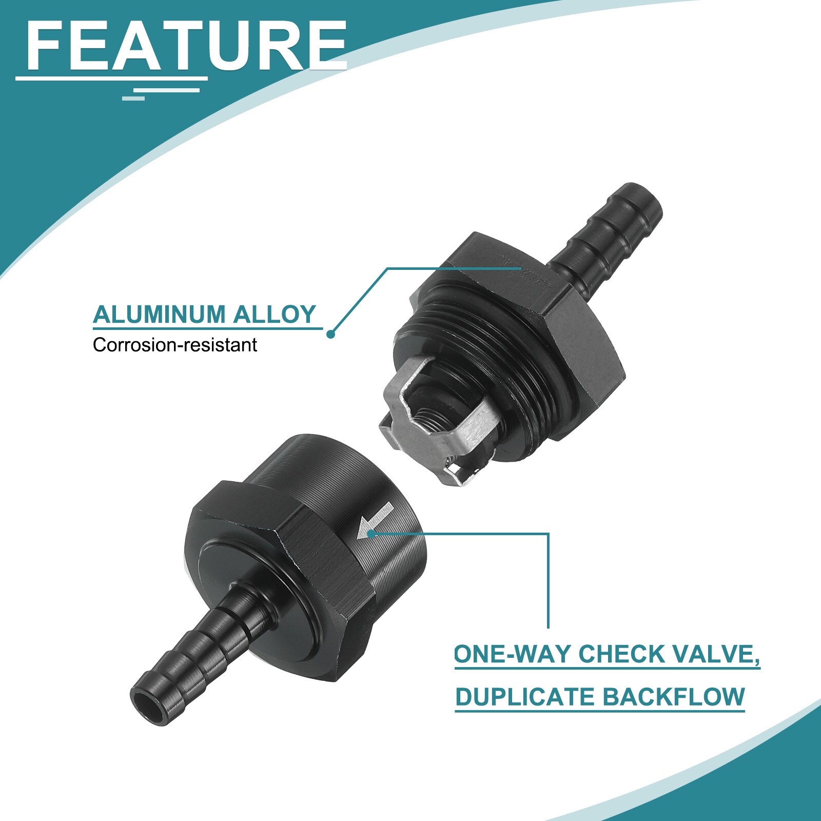 Unique Bargains 2pcs 6mm (1/4 Inch) Fuel Check Valve Non-Return One Way ...